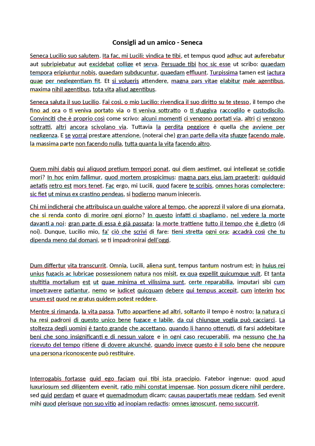 Consigli Ad Un Amico Seneca Docsity
