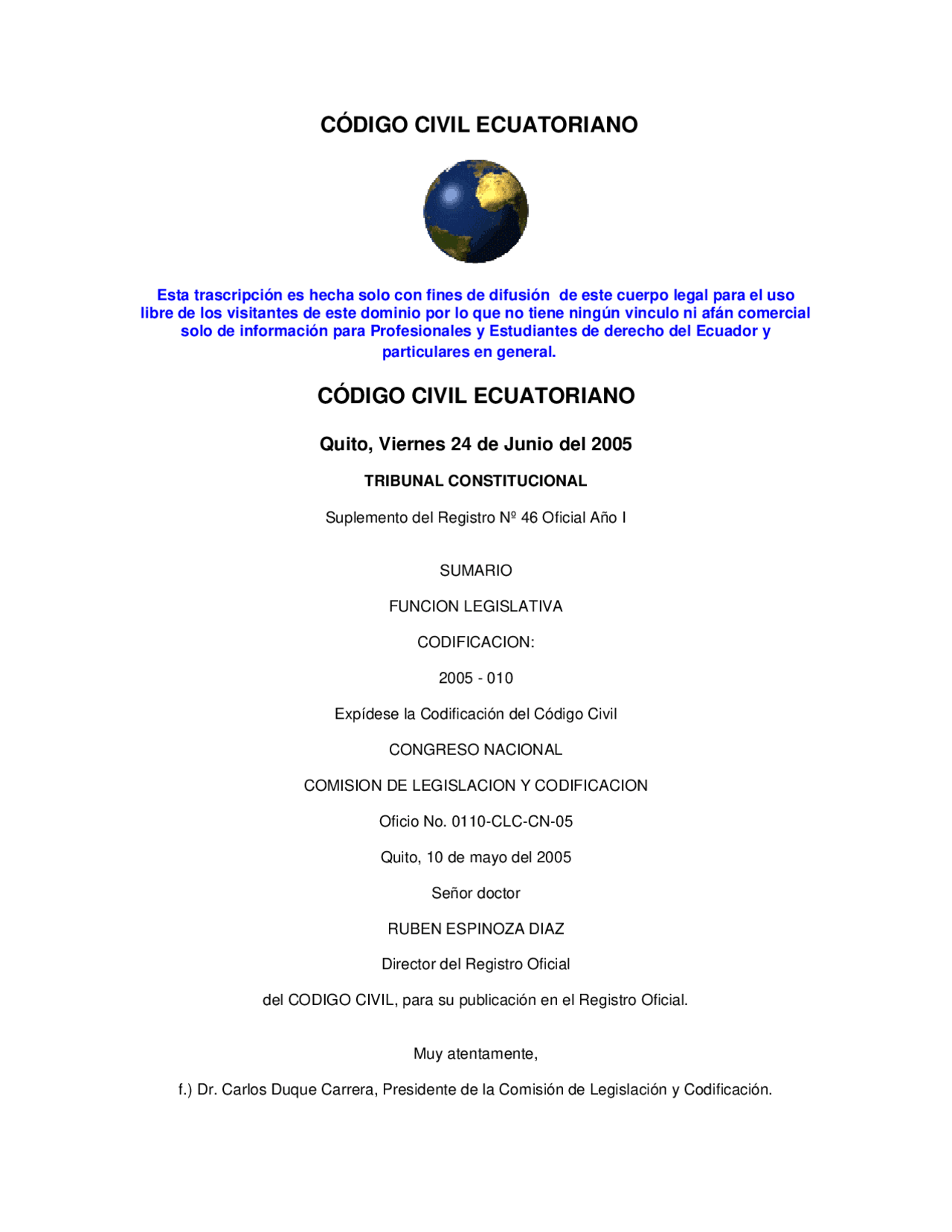 CÓDIGO CIVIL ECUATORIANO - Docsity