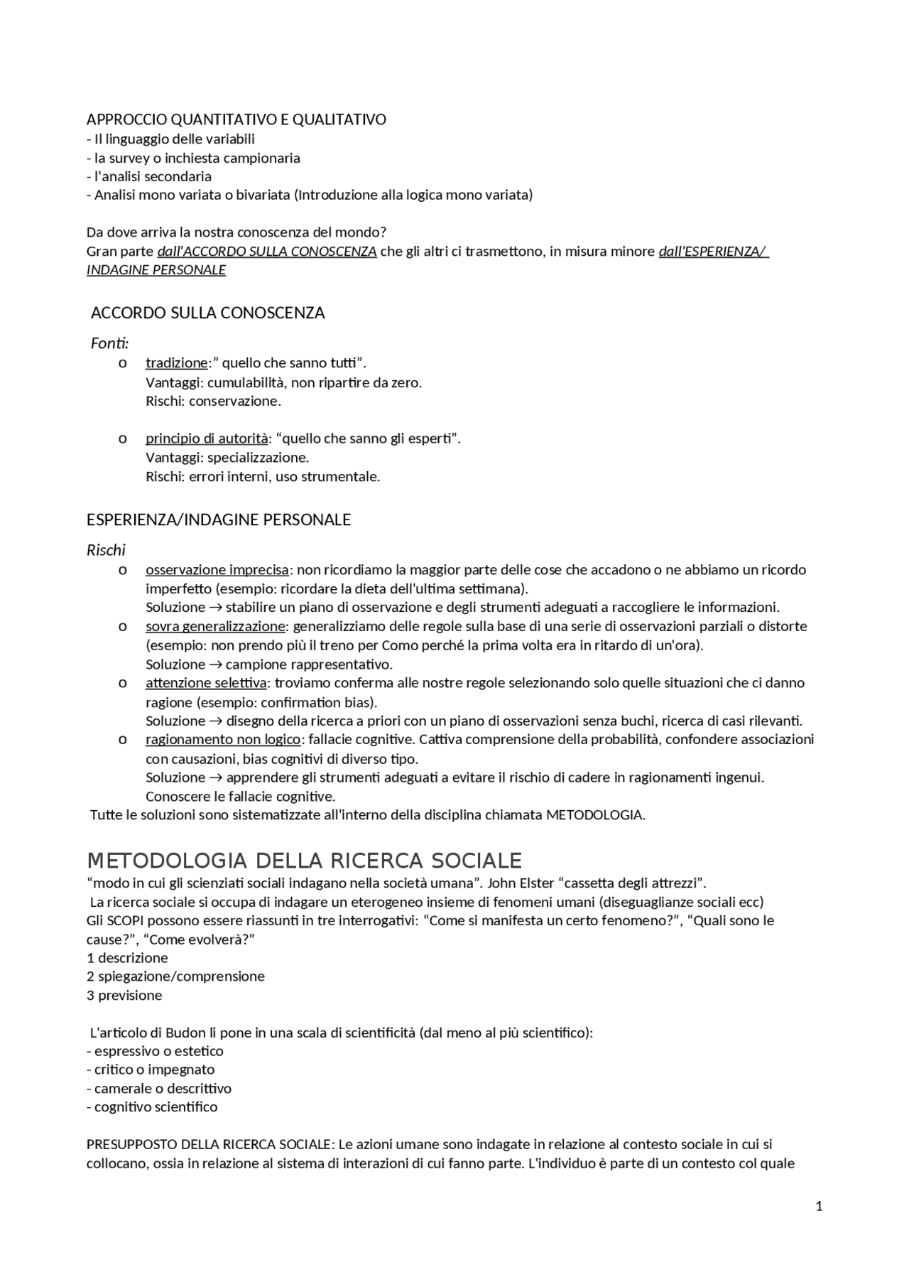 Metodologia Della Ricerca Sociale Docsity
