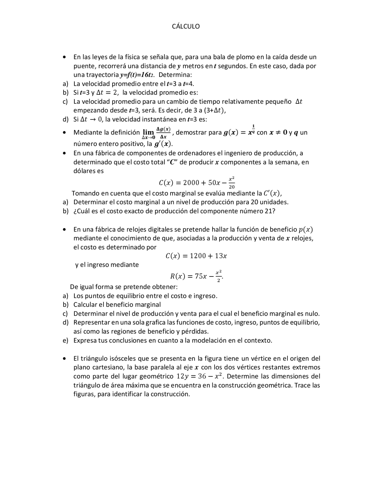 Examen Calculo Diferencial E Integral Exámenes De Cálculo Docsity