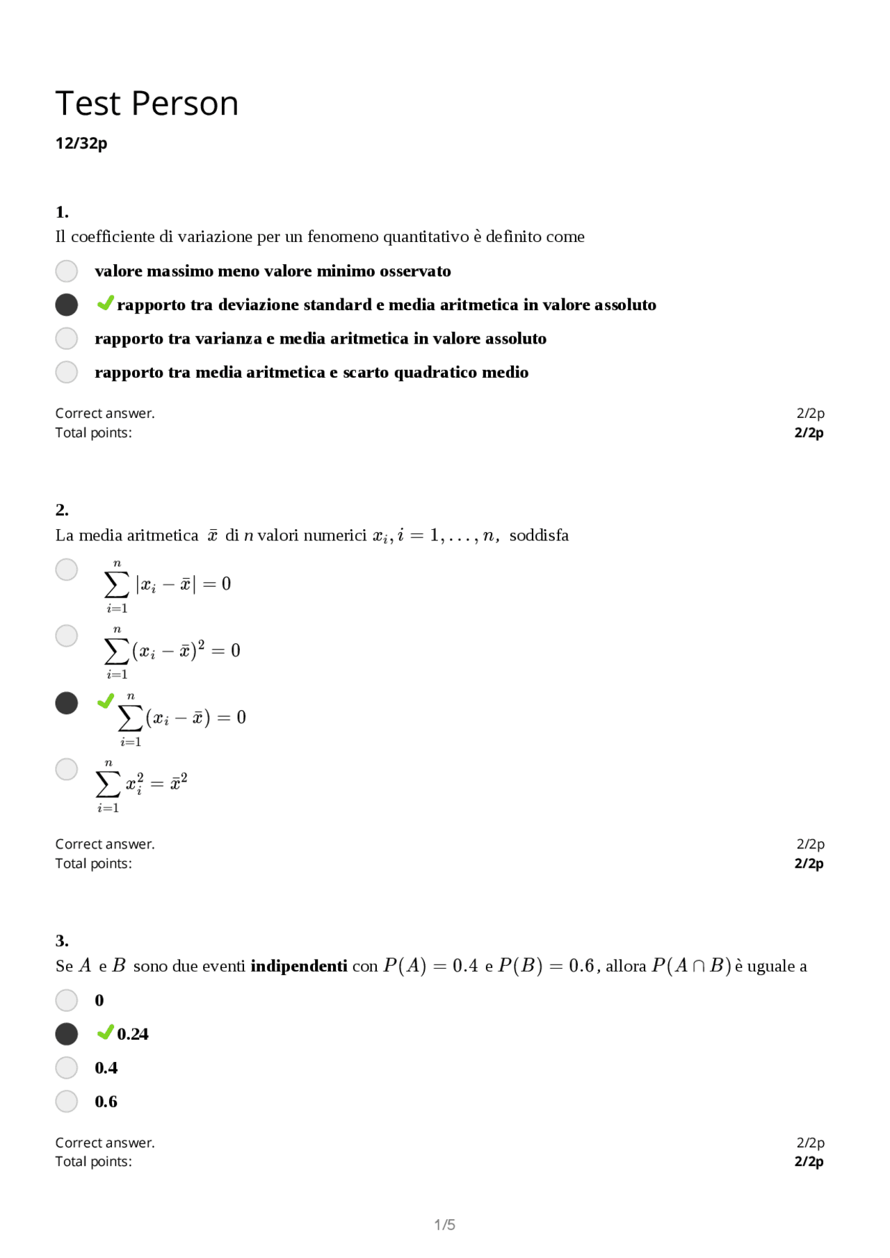 Soluzioni Dellesame Di Statistica Esercitazione Docsity