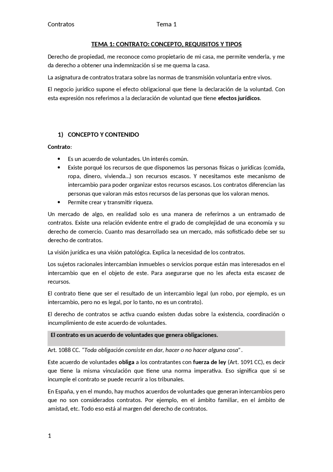 Tema 1 Derecho Contractual Apuntes De Derecho Contractual Docsity