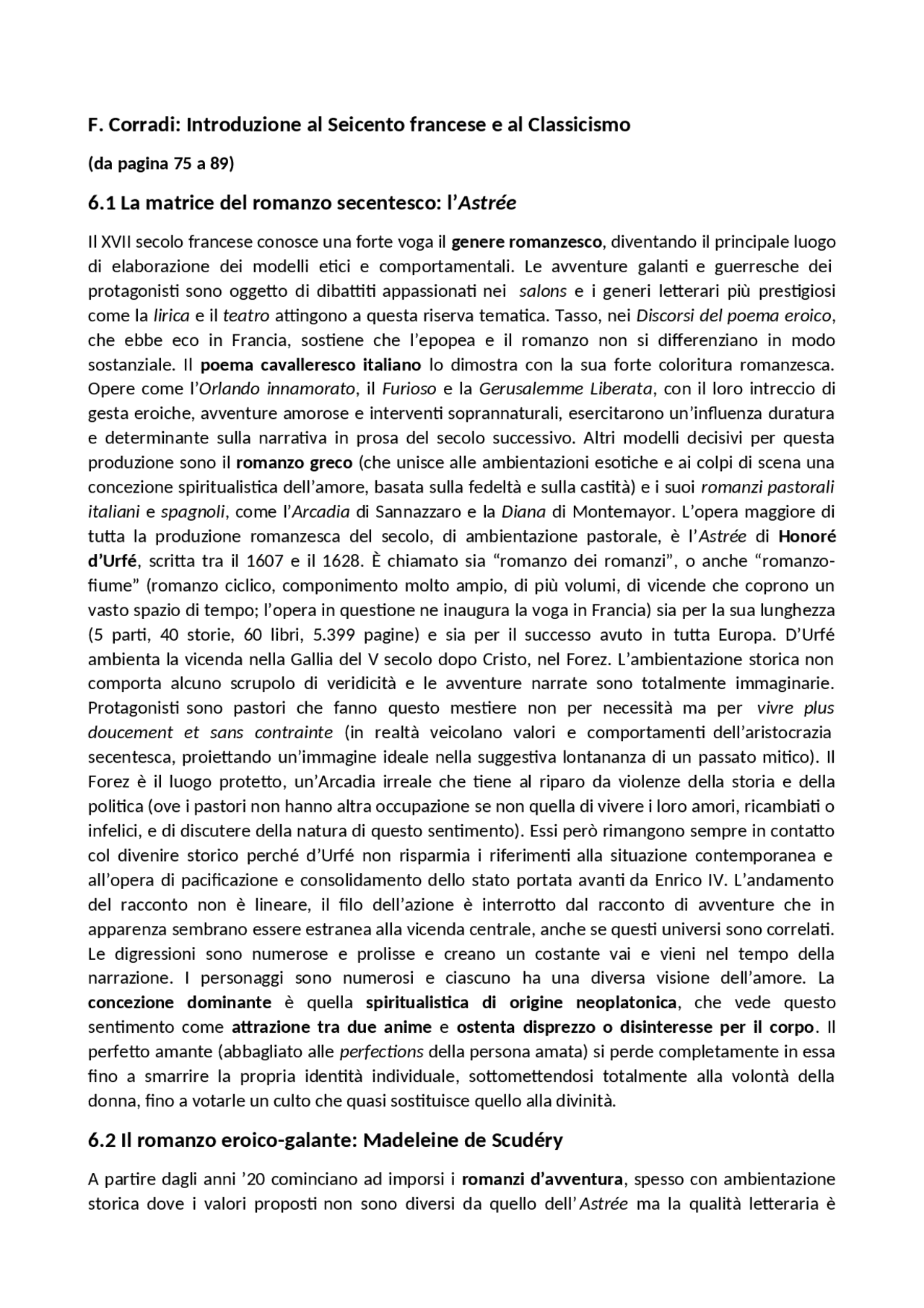 F Corradi Introduzione Al Seicento Francese E Al Classicismo Docsity