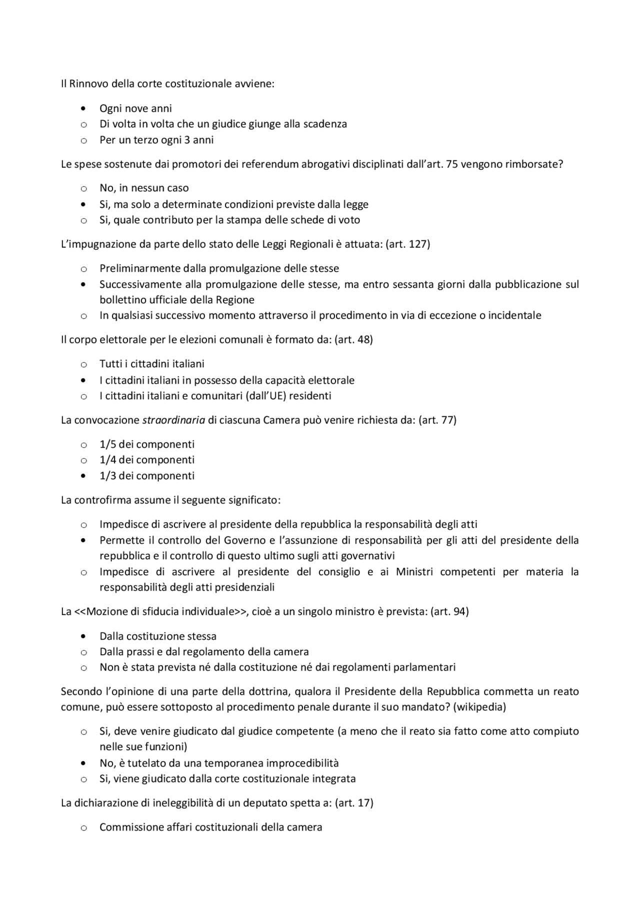 Domande diritto pubblico documento totale - Docsity