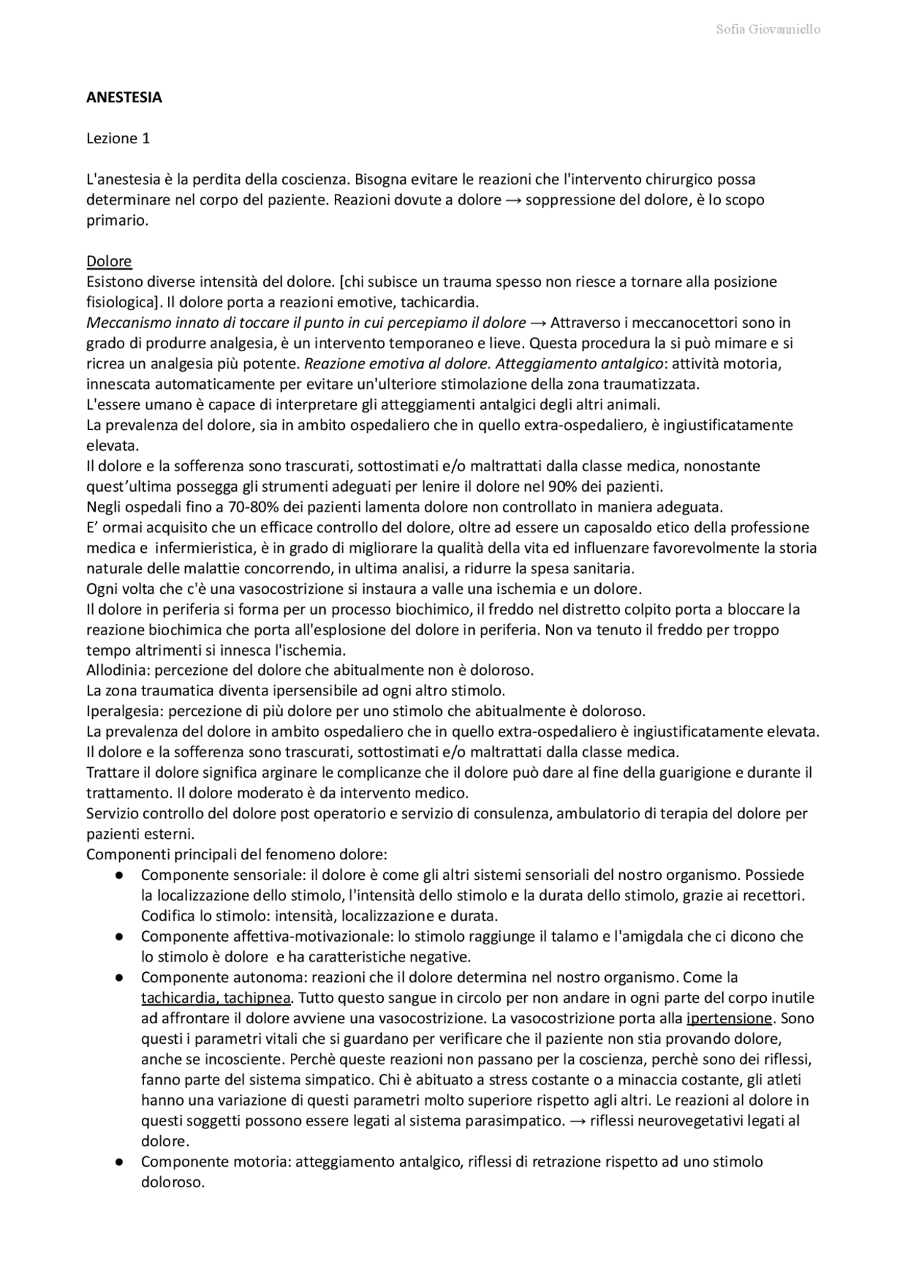 Anestesia E Analgesia Docsity