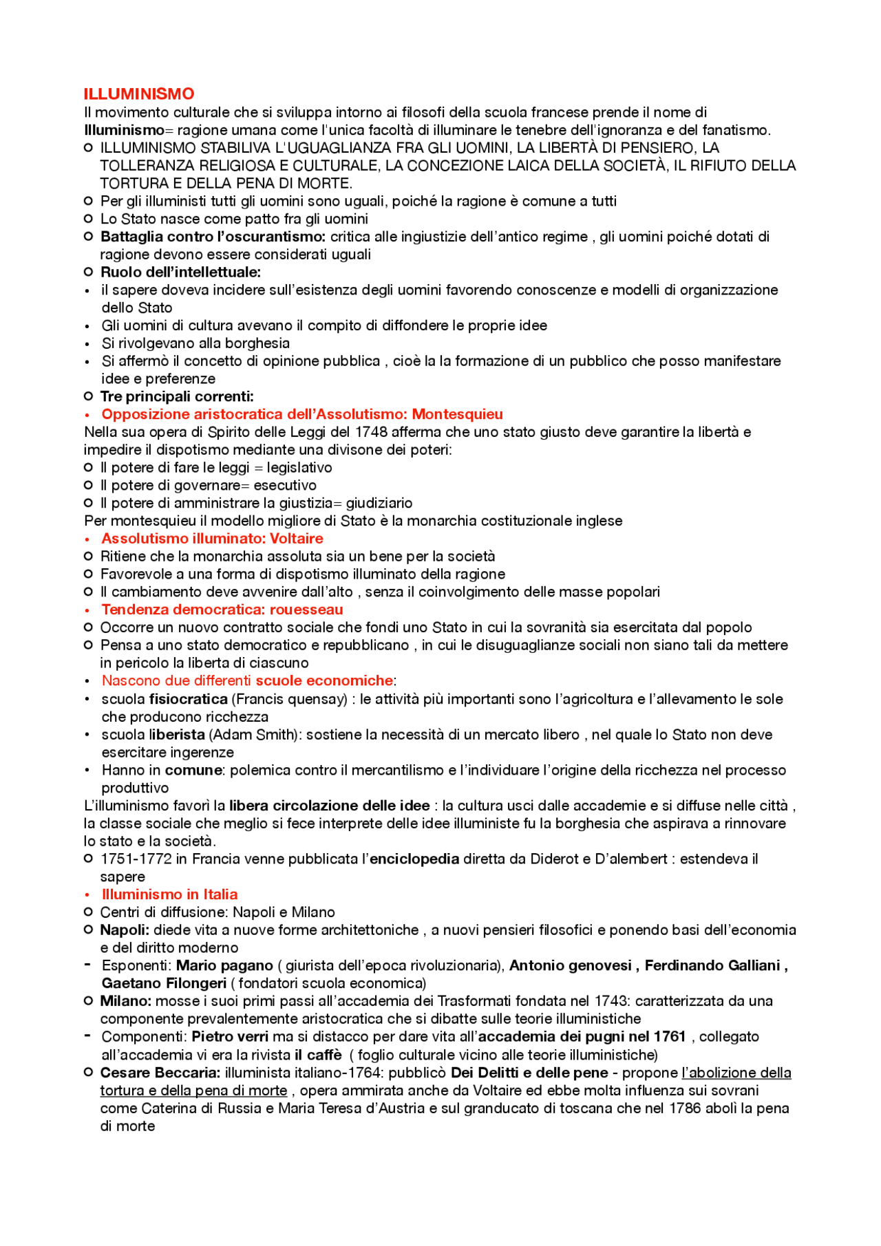 Riassunto Illuminismo Docsity