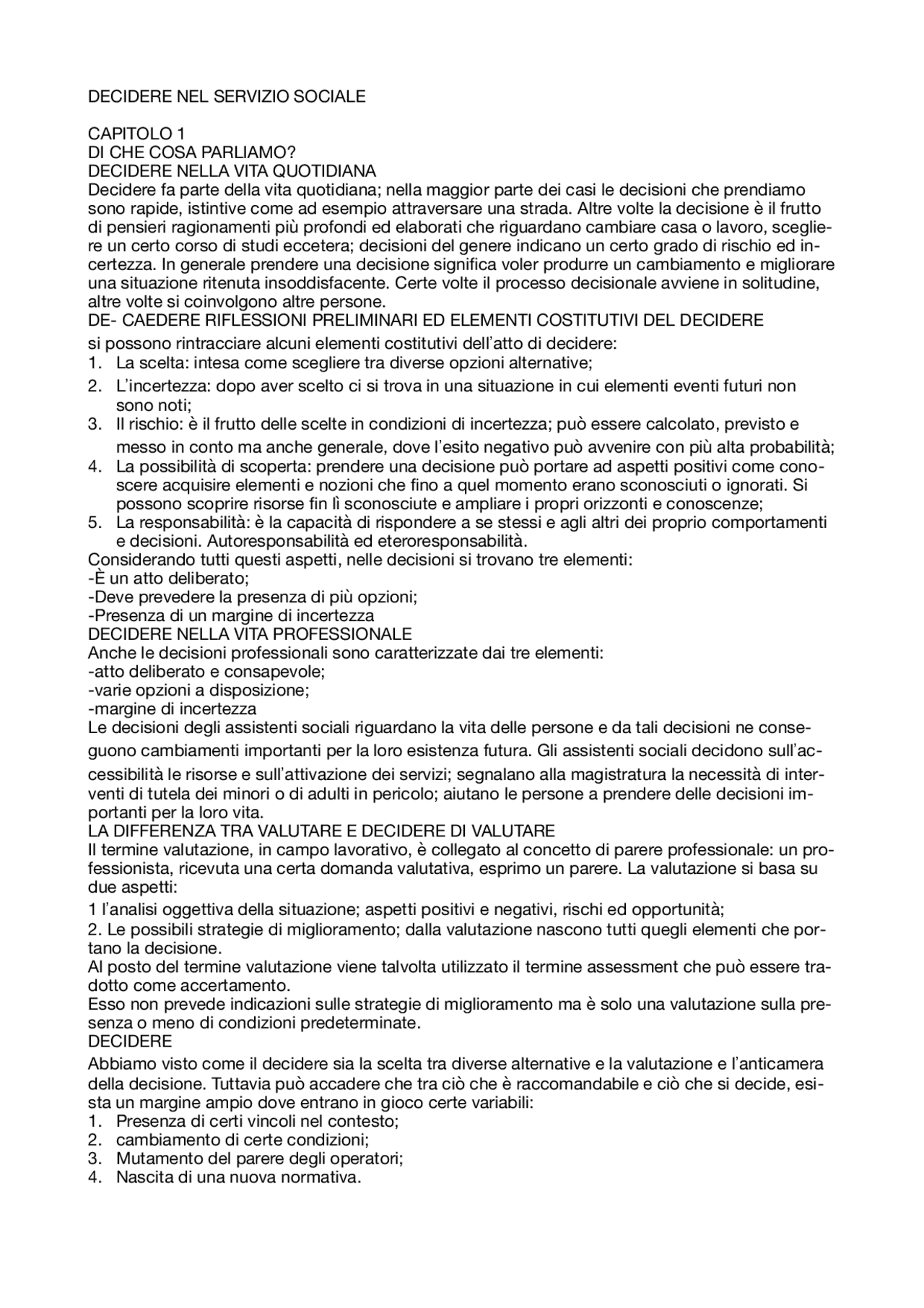 Decidere Nel Servizio Sociale Bertotti Docsity