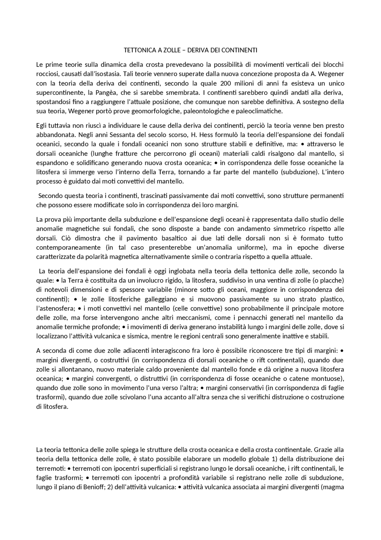 Tettonica E Zolle Riassunti Docsity