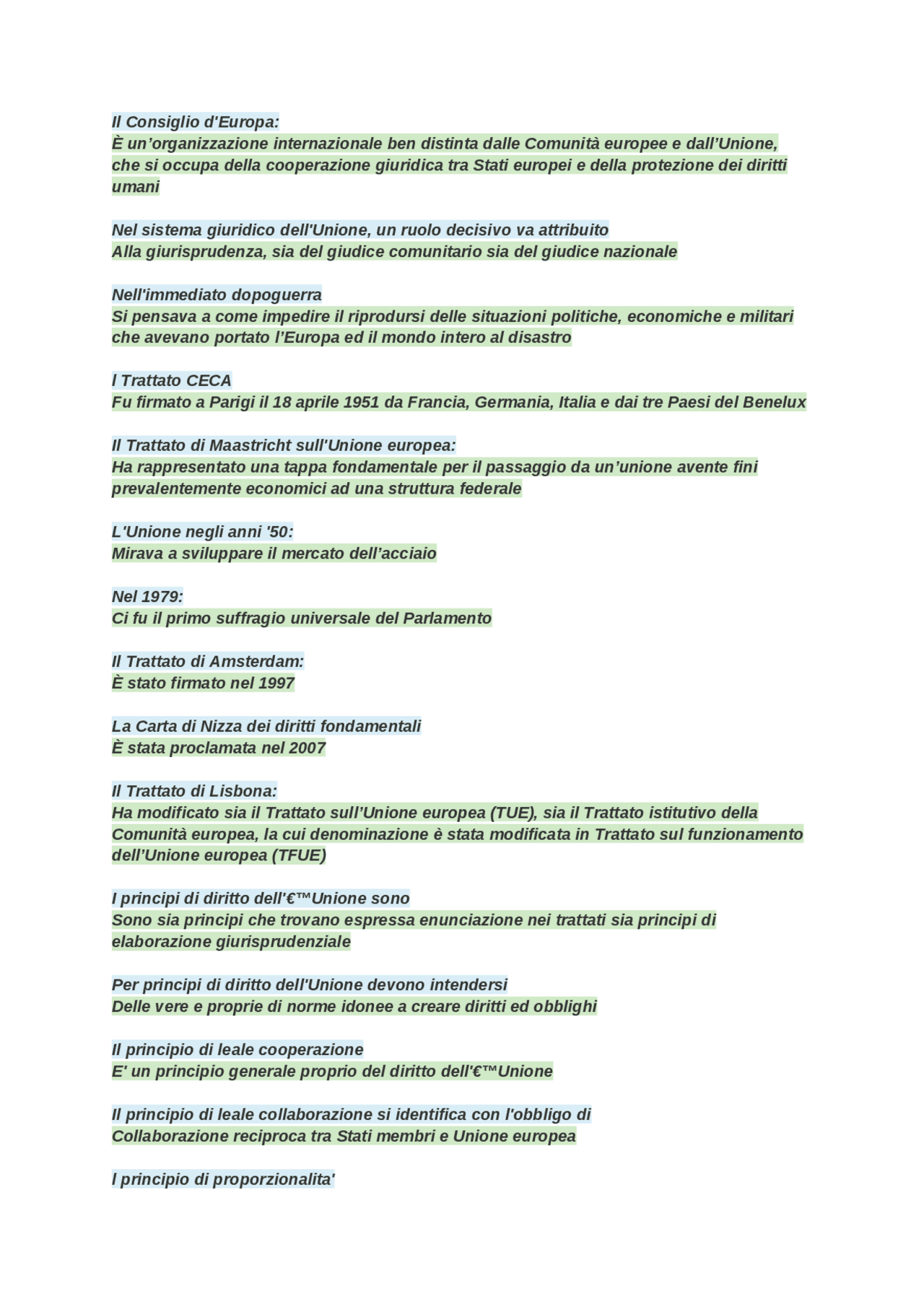 Diritto Comunitario Test Completi Docsity