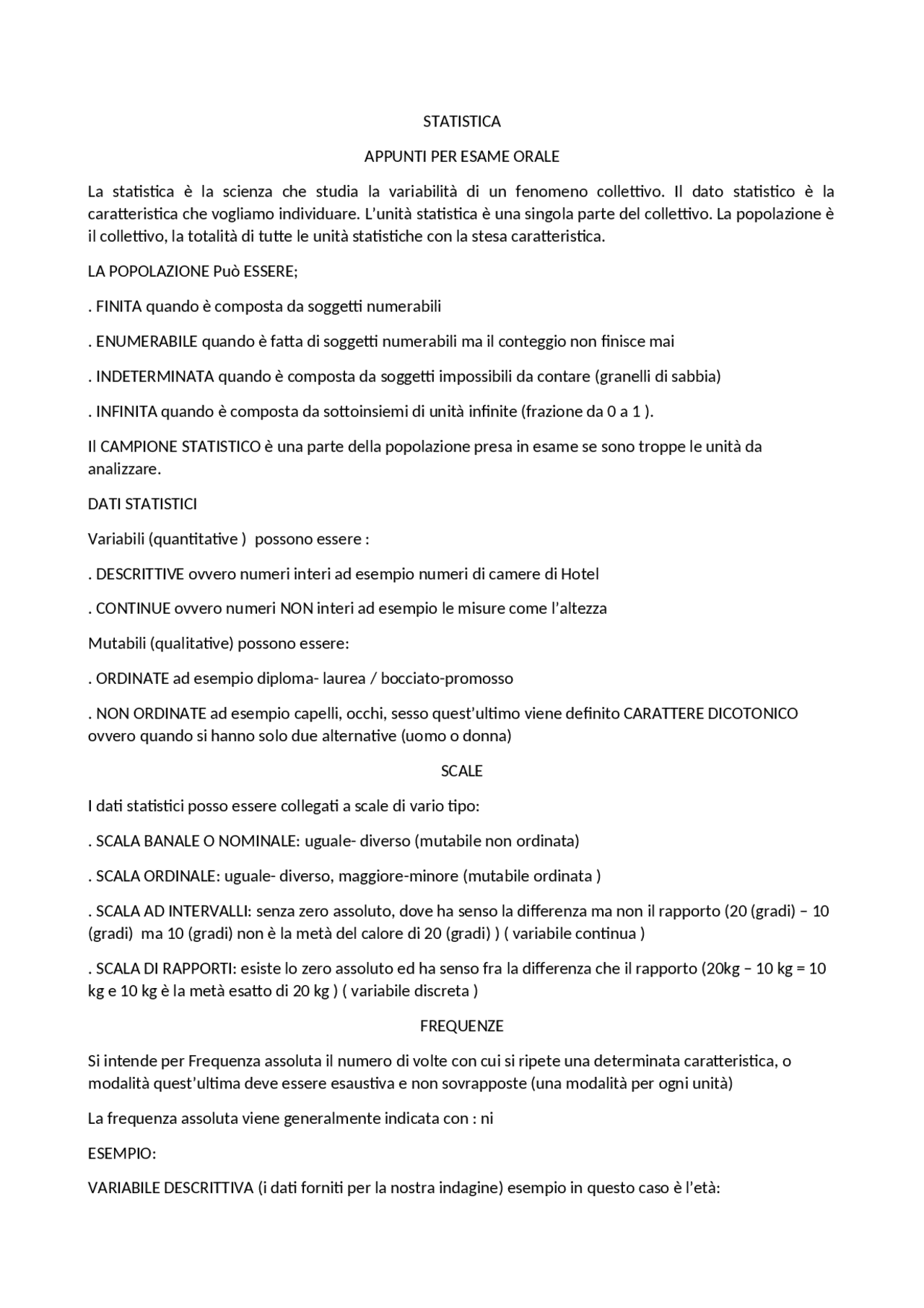 Appunti Di Statistica Docsity