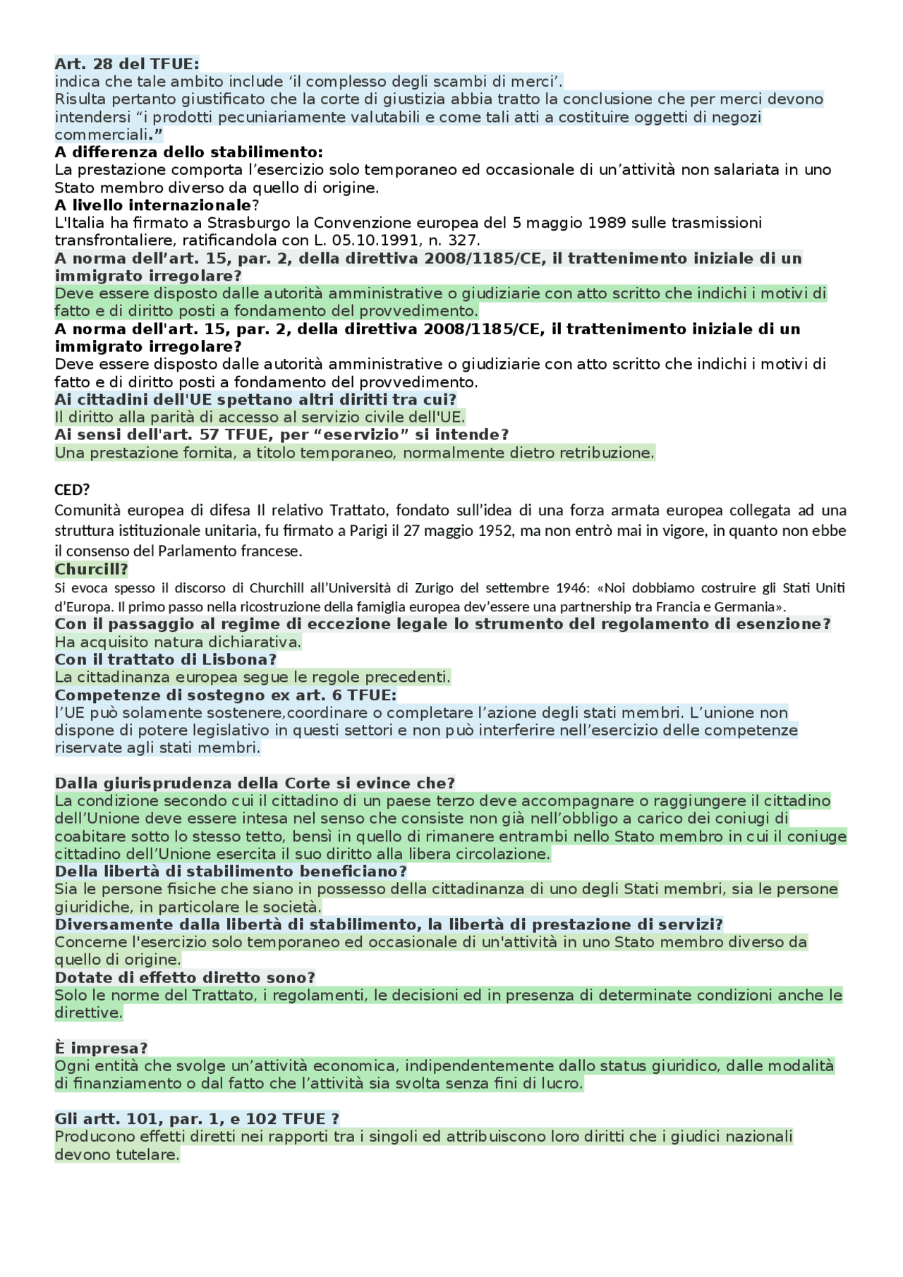 Diritto comunitario per scienze motorie - Docsity