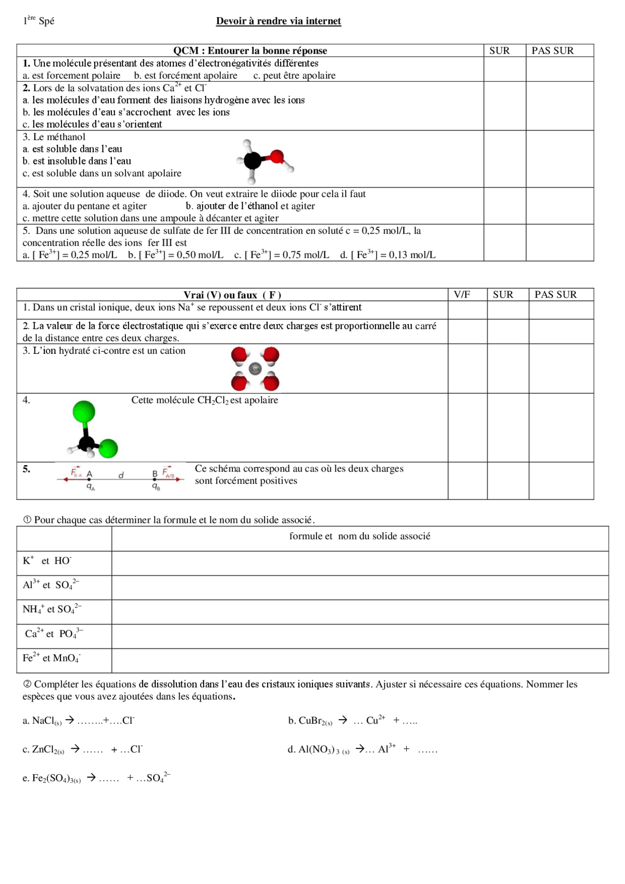 DM MATH de niveau première | Exercises Mathematics | Docsity