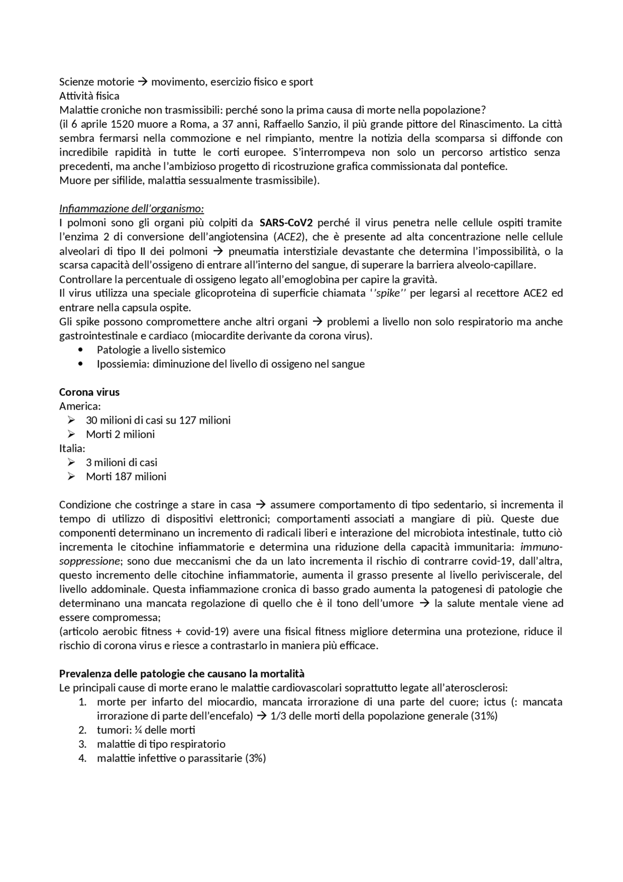 Lezione scienze motorie - Docsity