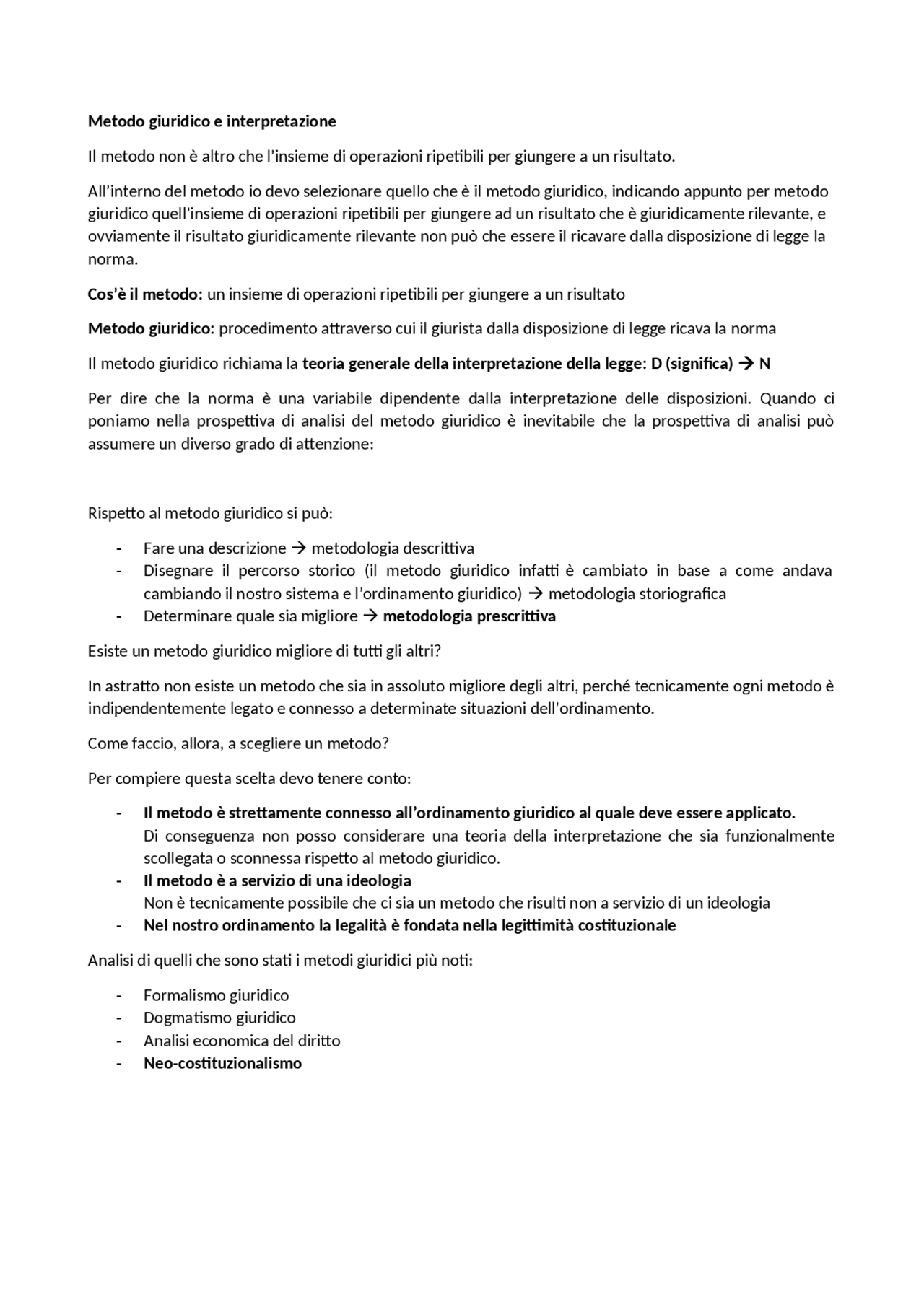 Appunti Di Diritto Privato Metodo Giuridico E Interpretazione Docsity