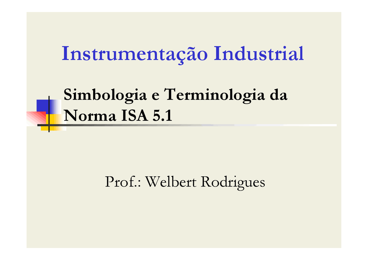 Norma ISA - Instrumentação - Docsity