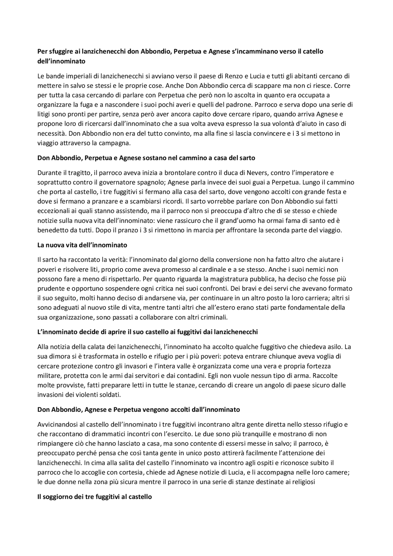 Riassunto Dei Promessi Sposi Docsity