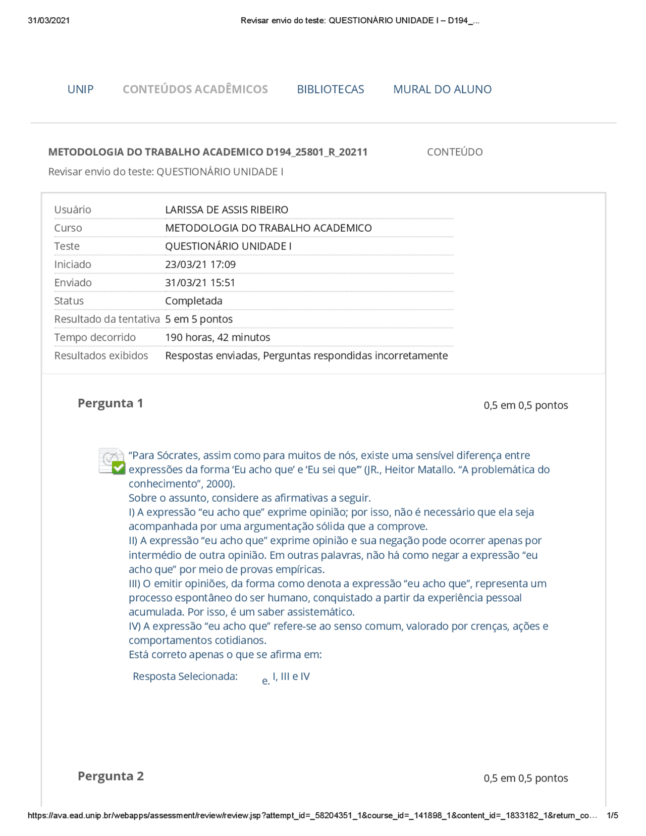 Metodologia Do Trabalho Academico Unidade 1 Docsity