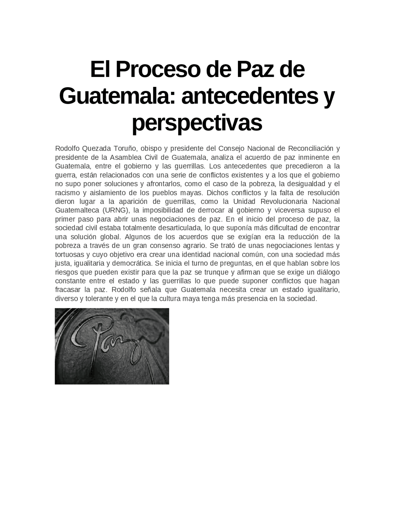 Proceso de paz en Guatemala - Docsity