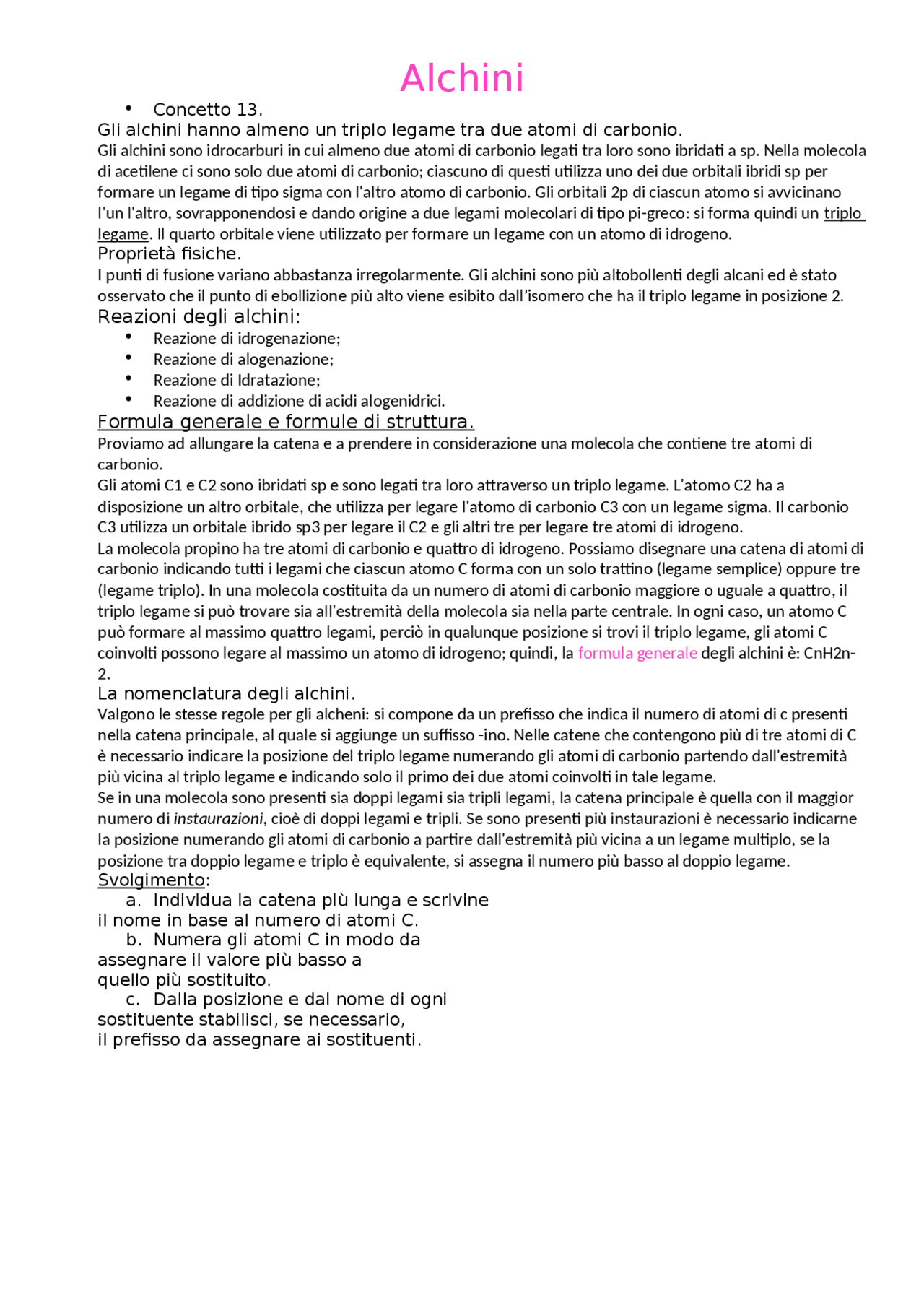 Appunti Di Chimica Alchini Docsity