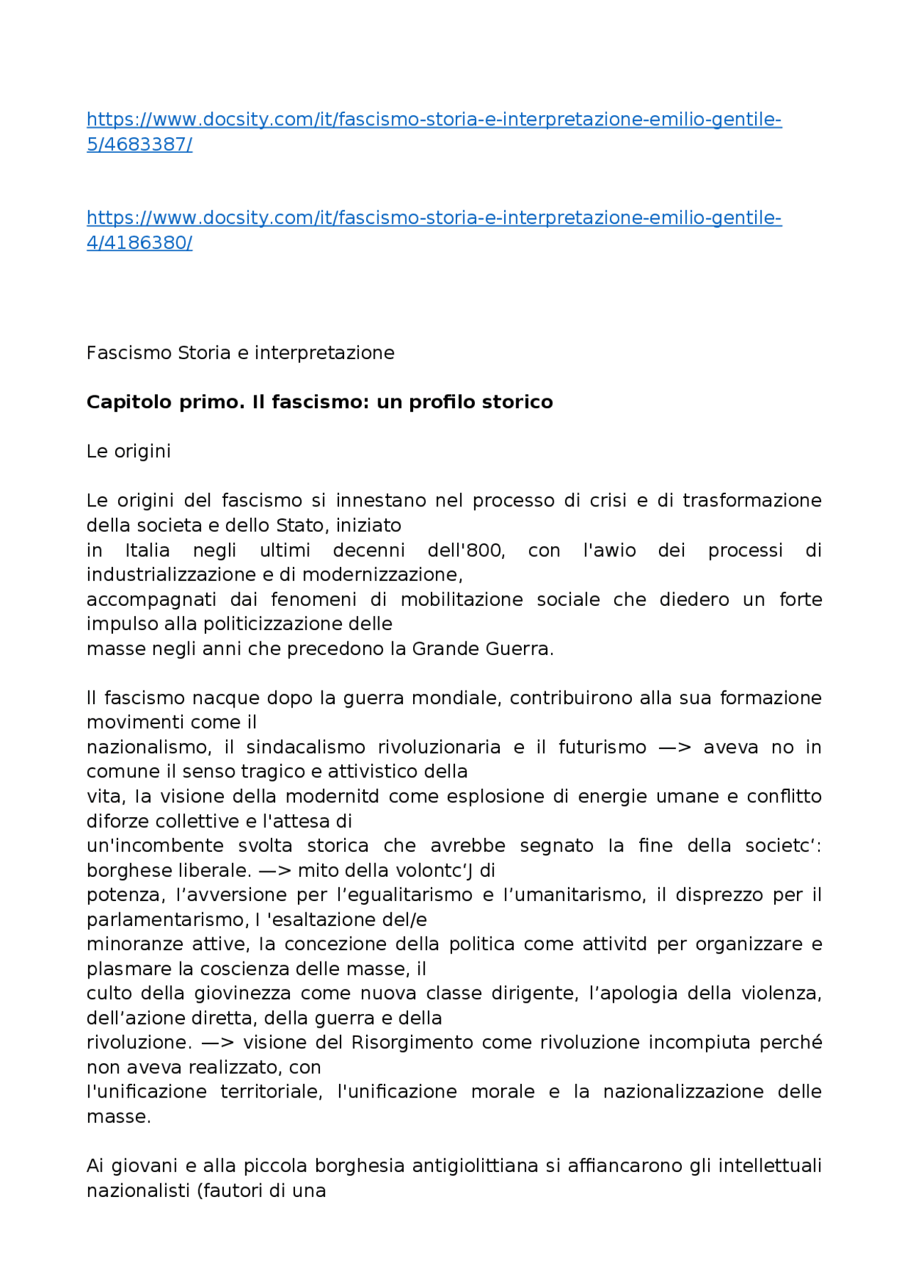 Riassunto Fascismo Storia E Interpretazione Di Emilio Gentile Docsity
