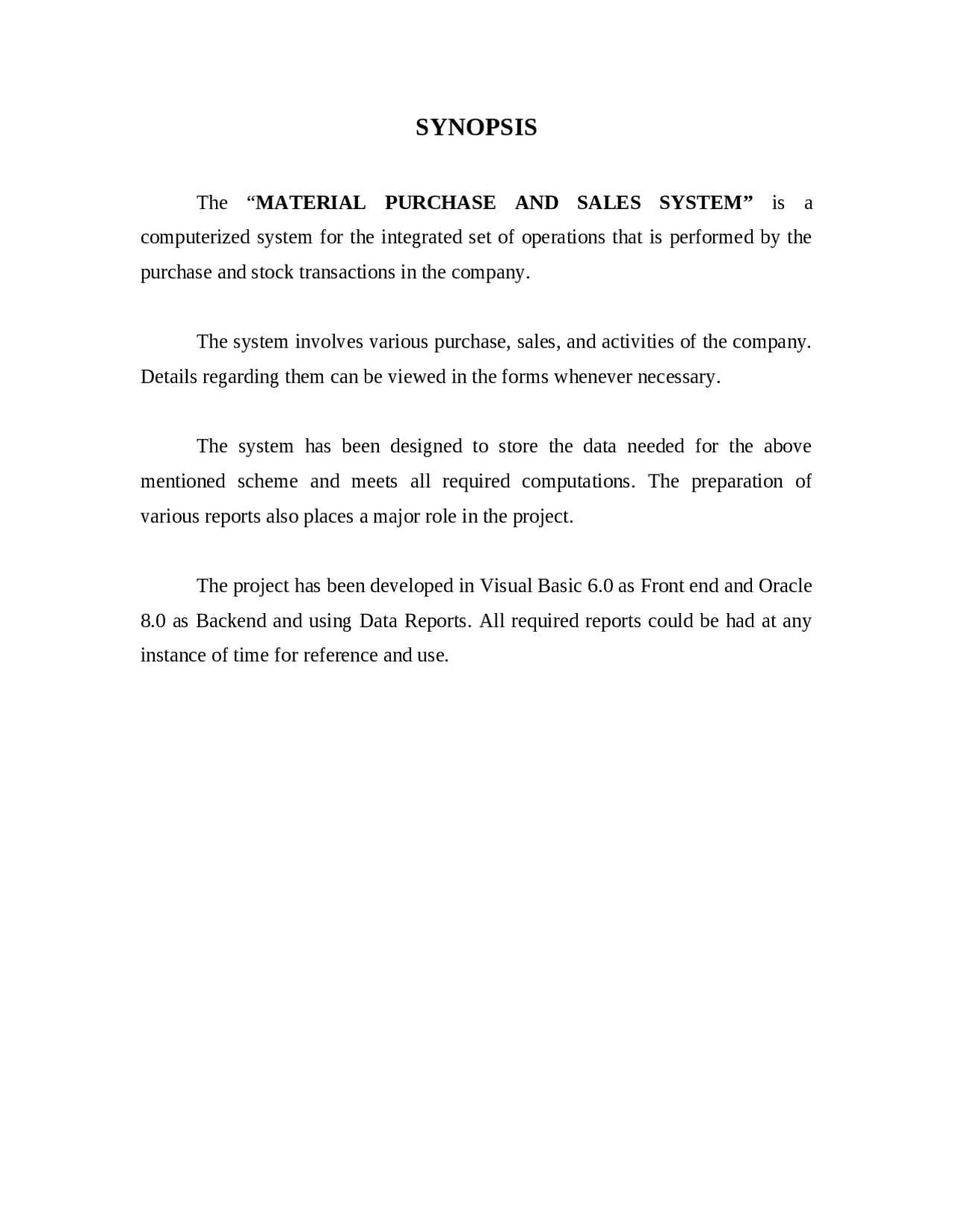 Material purchase and sales system - Docsity