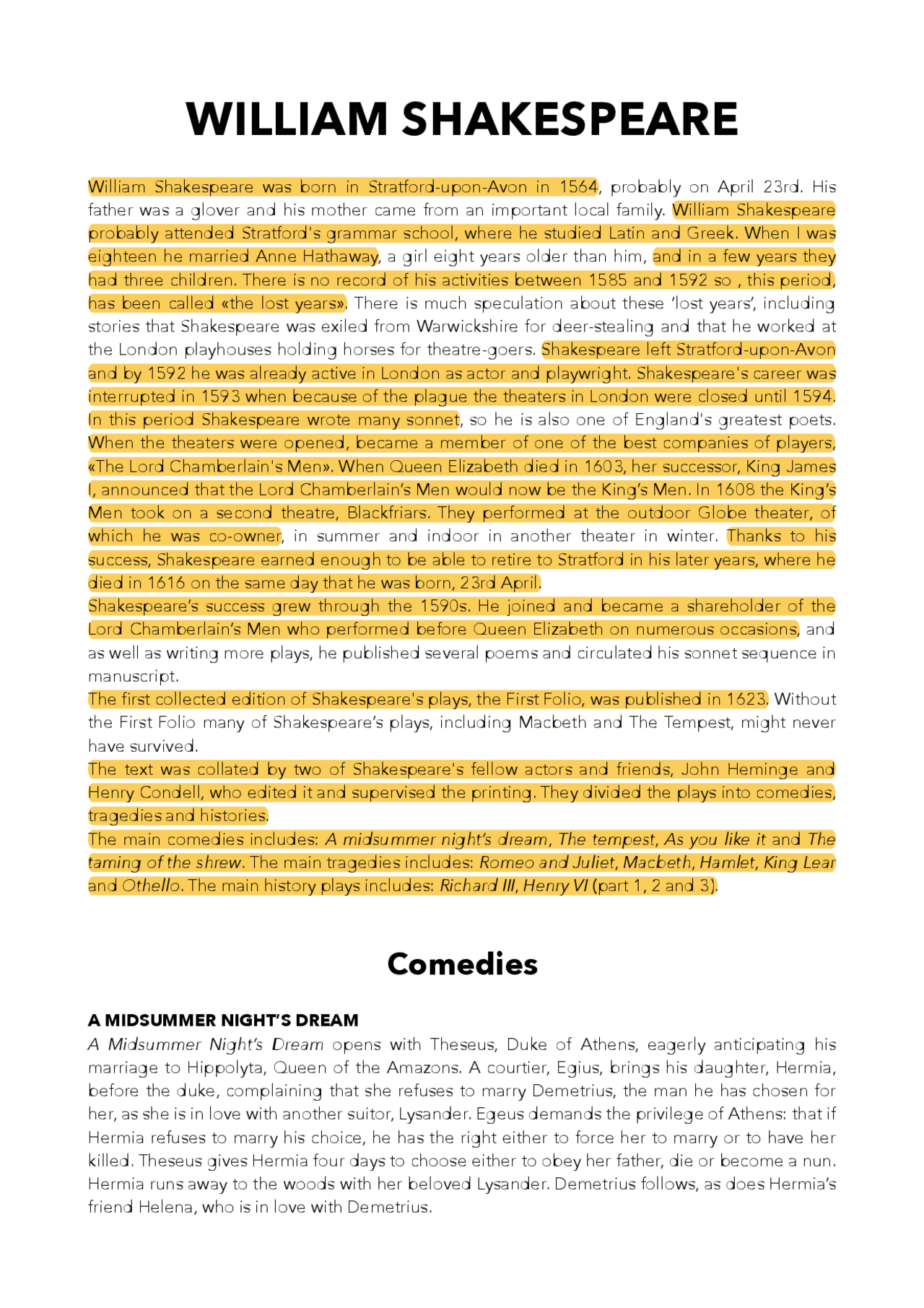 Main English playwrights - Docsity