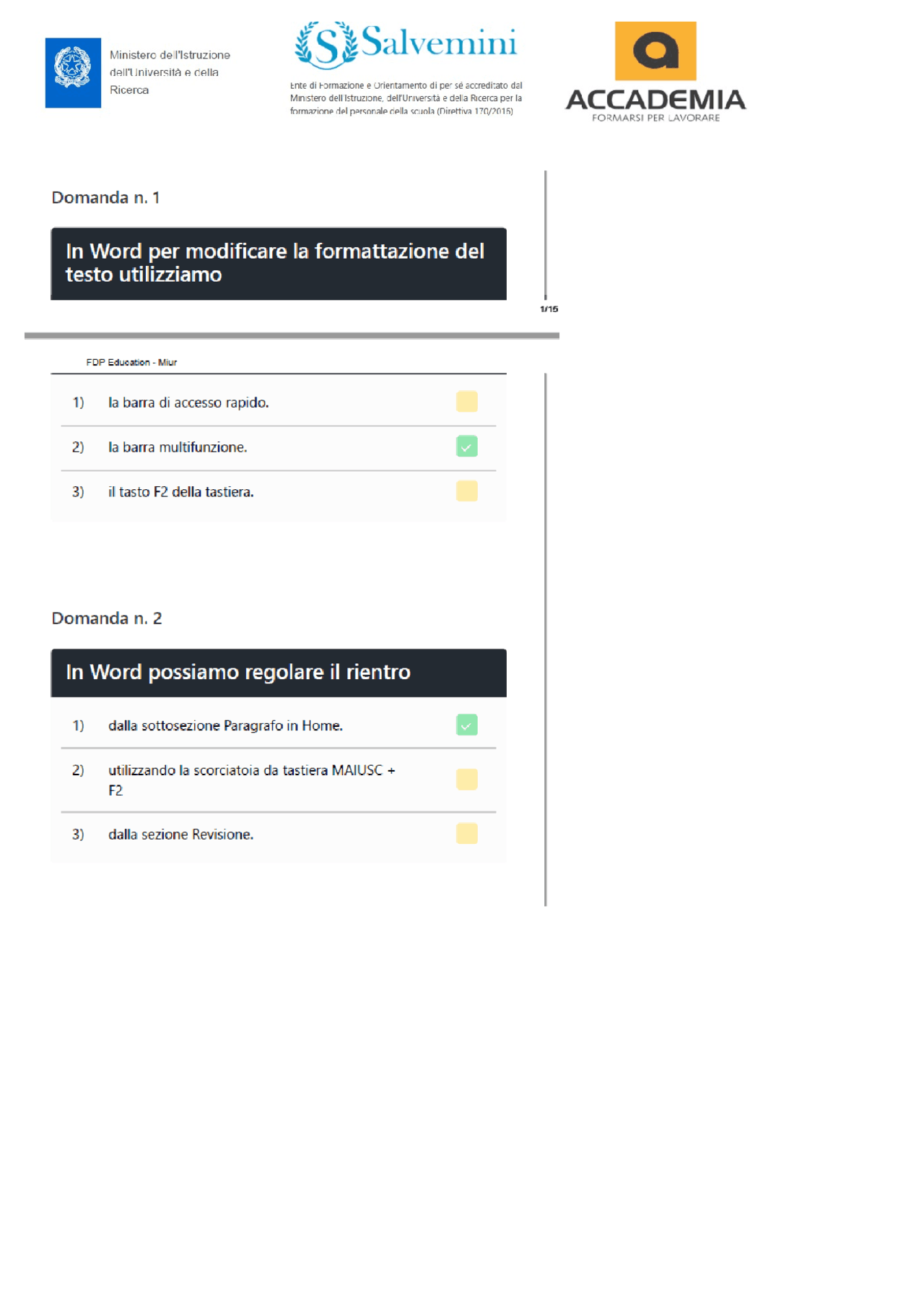 Fdp 8 Moduli Esame 1 Di 3 Docsity