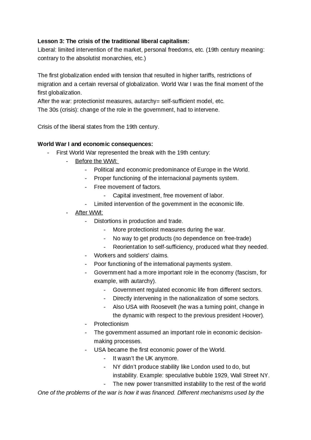 Tercera lesson World Economic History - Docsity