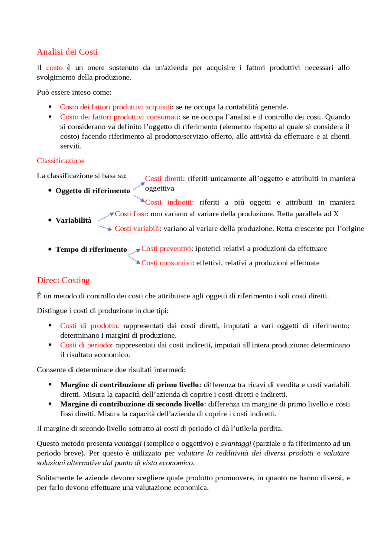 Analisi Dei Costi E I To Docsity