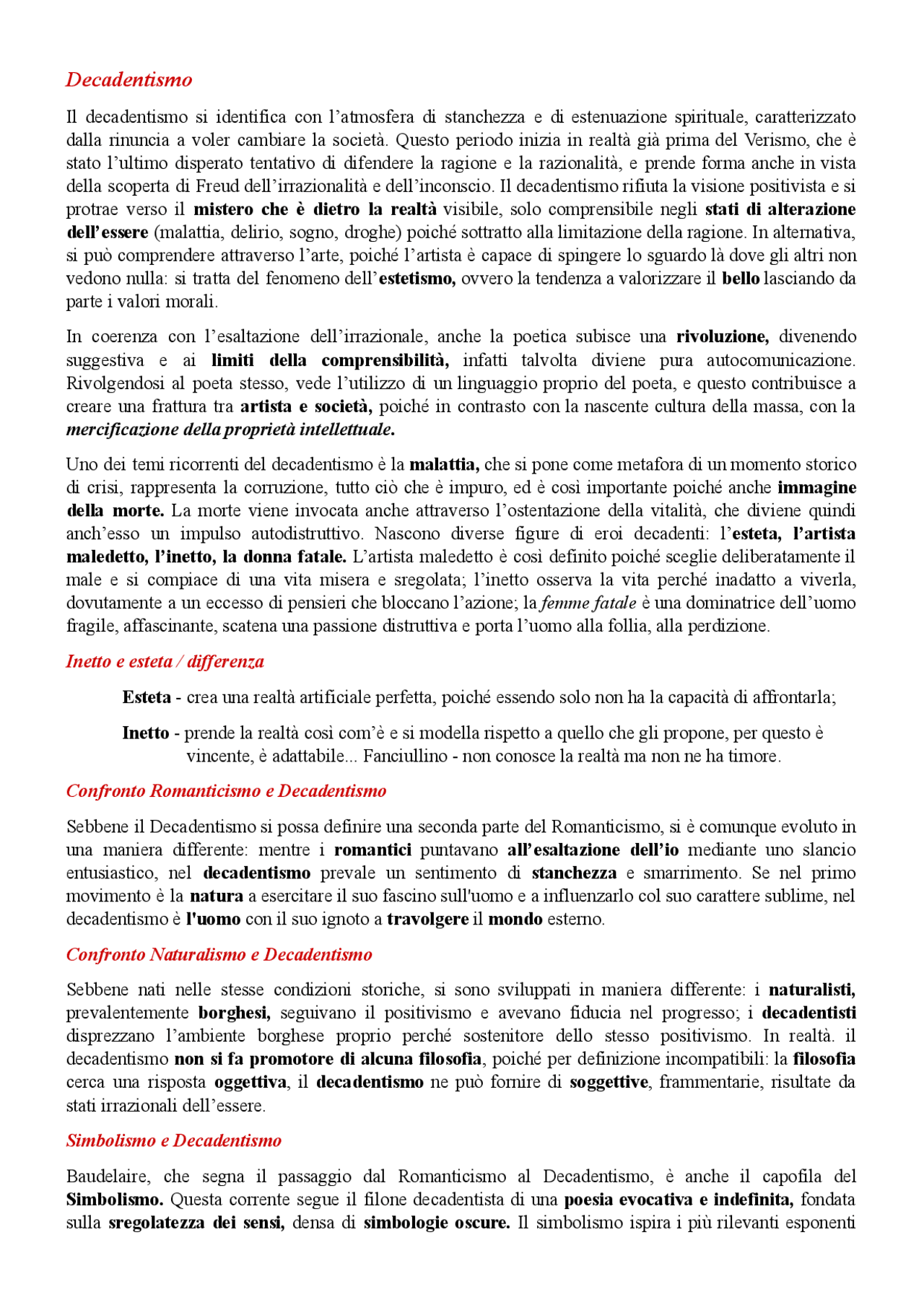Decadentismo, D'Annunzio, Pascoli, Svevo, Pirandello | Appunti di Lingue e letterature classiche ...