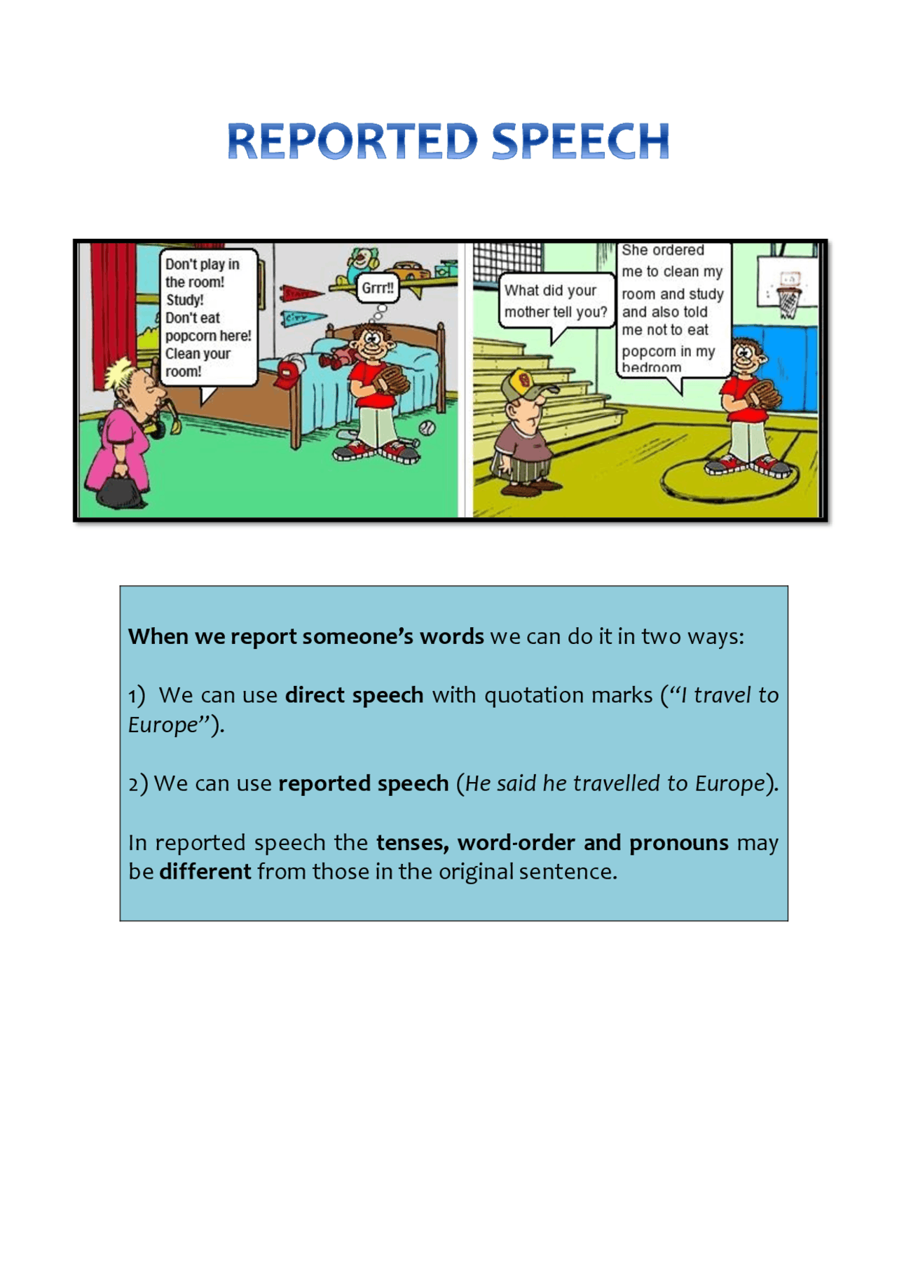 Apuntes De Reported Speech Docsity