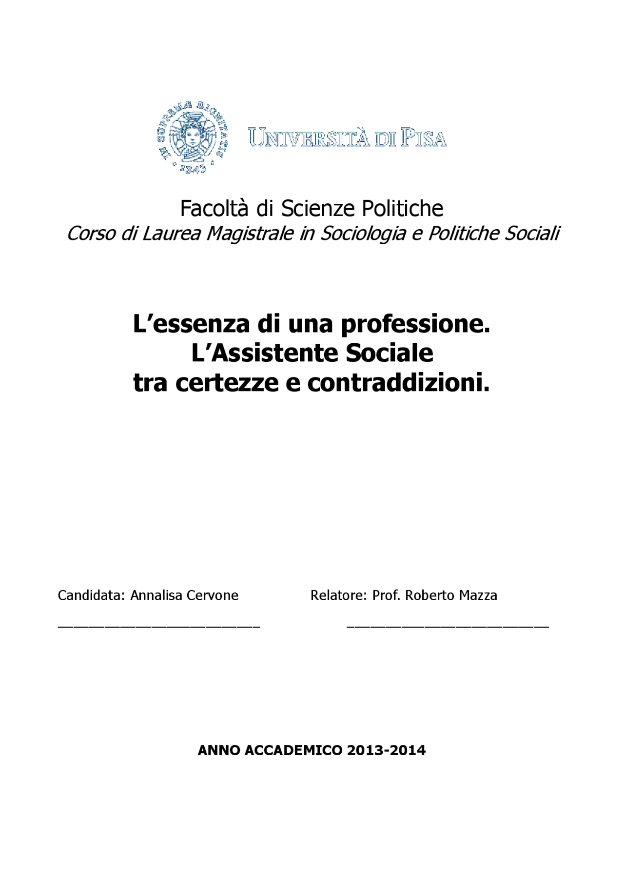Scienze Del Servizio Sociale Docsity