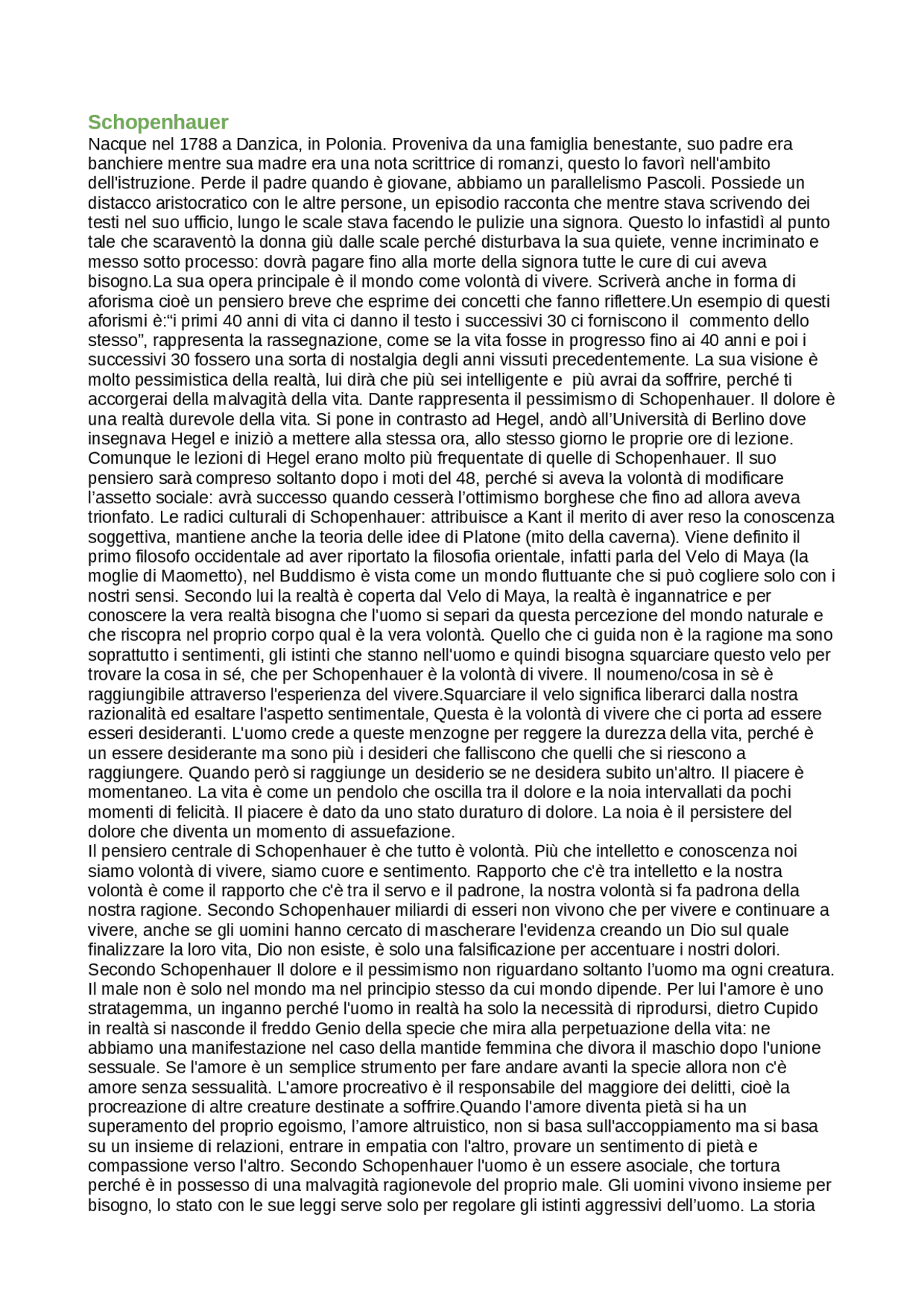 Schopenhauer E Kierkegaard Docsity