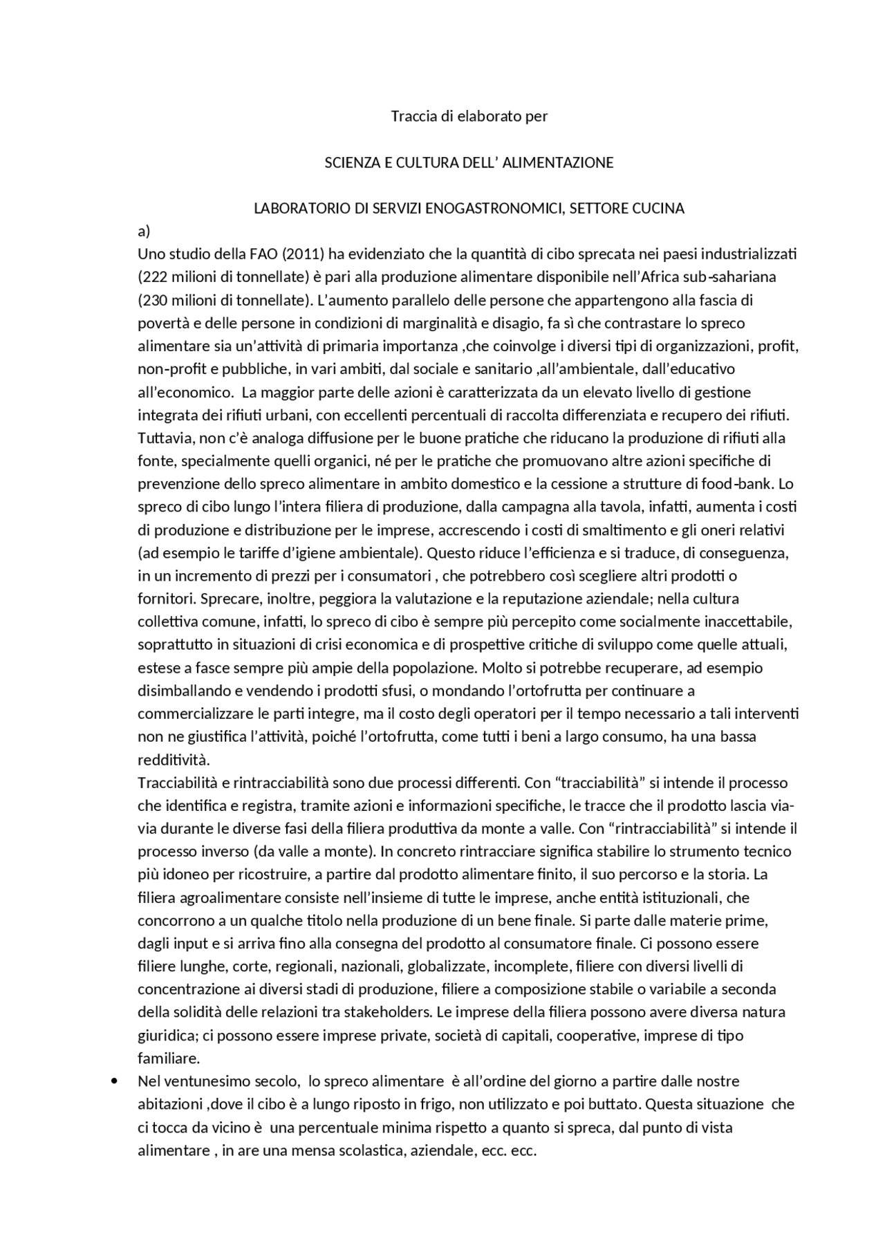 Scienze Degli Alimenti Docsity