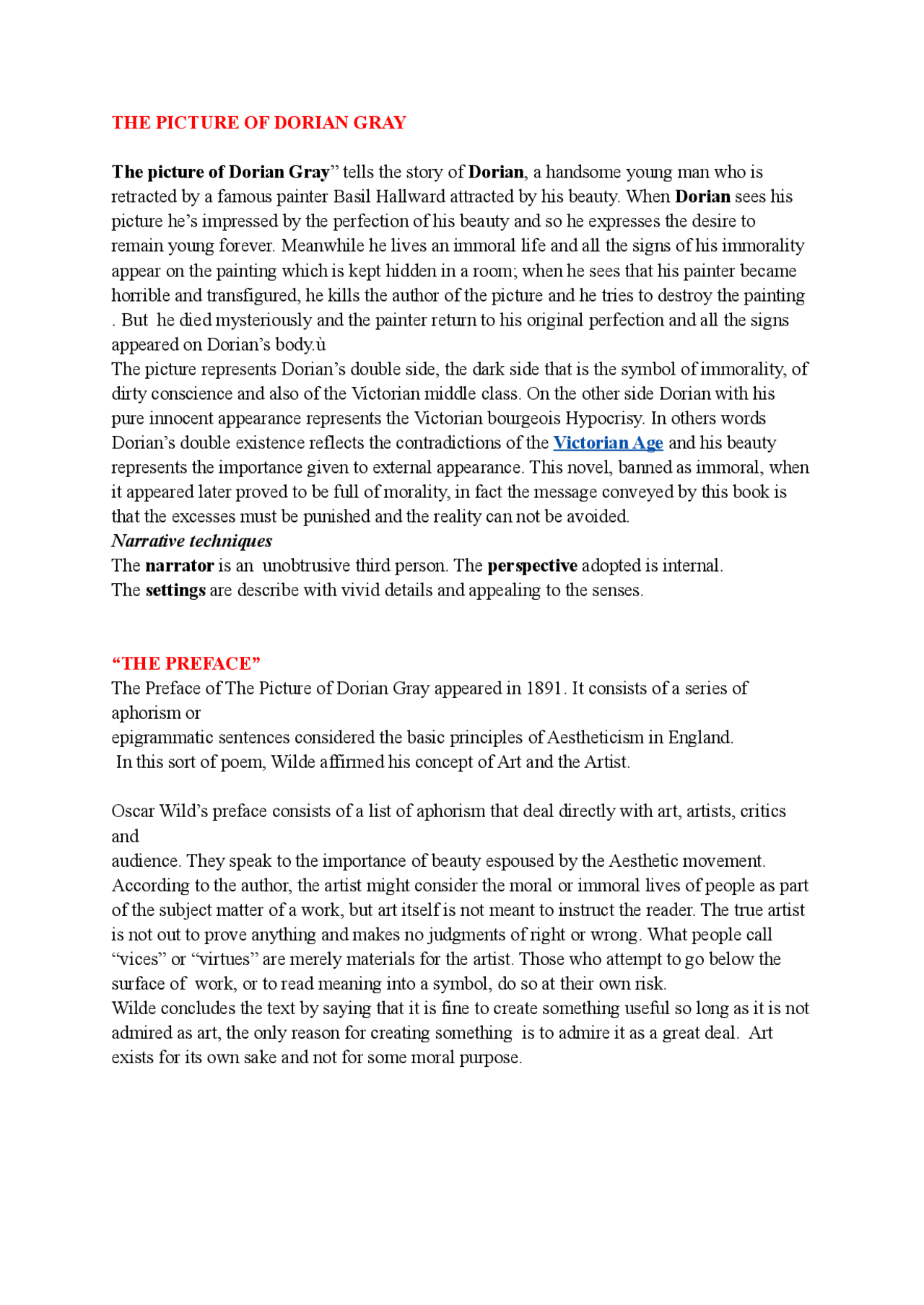 THE PICTURE OF DORIAN GRAY - Docsity