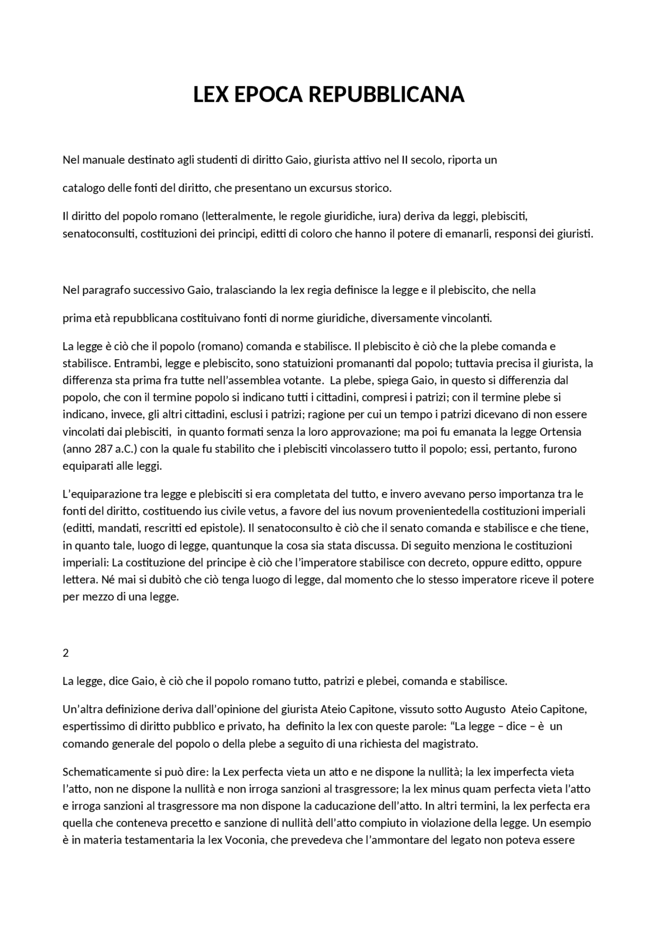 Lex Romana in Età Repubbllicana - Docsity