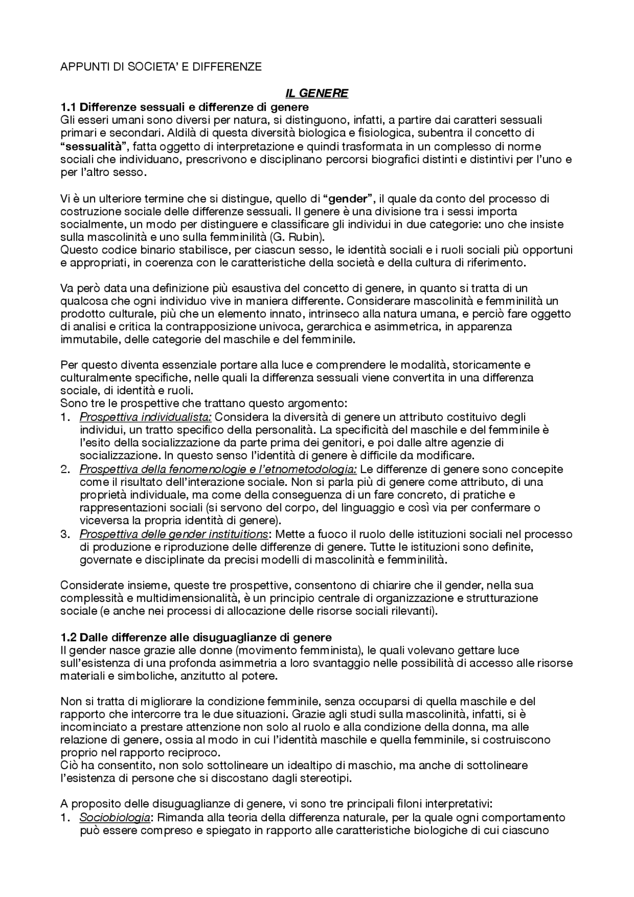 Appunti Società E Differenze Docsity