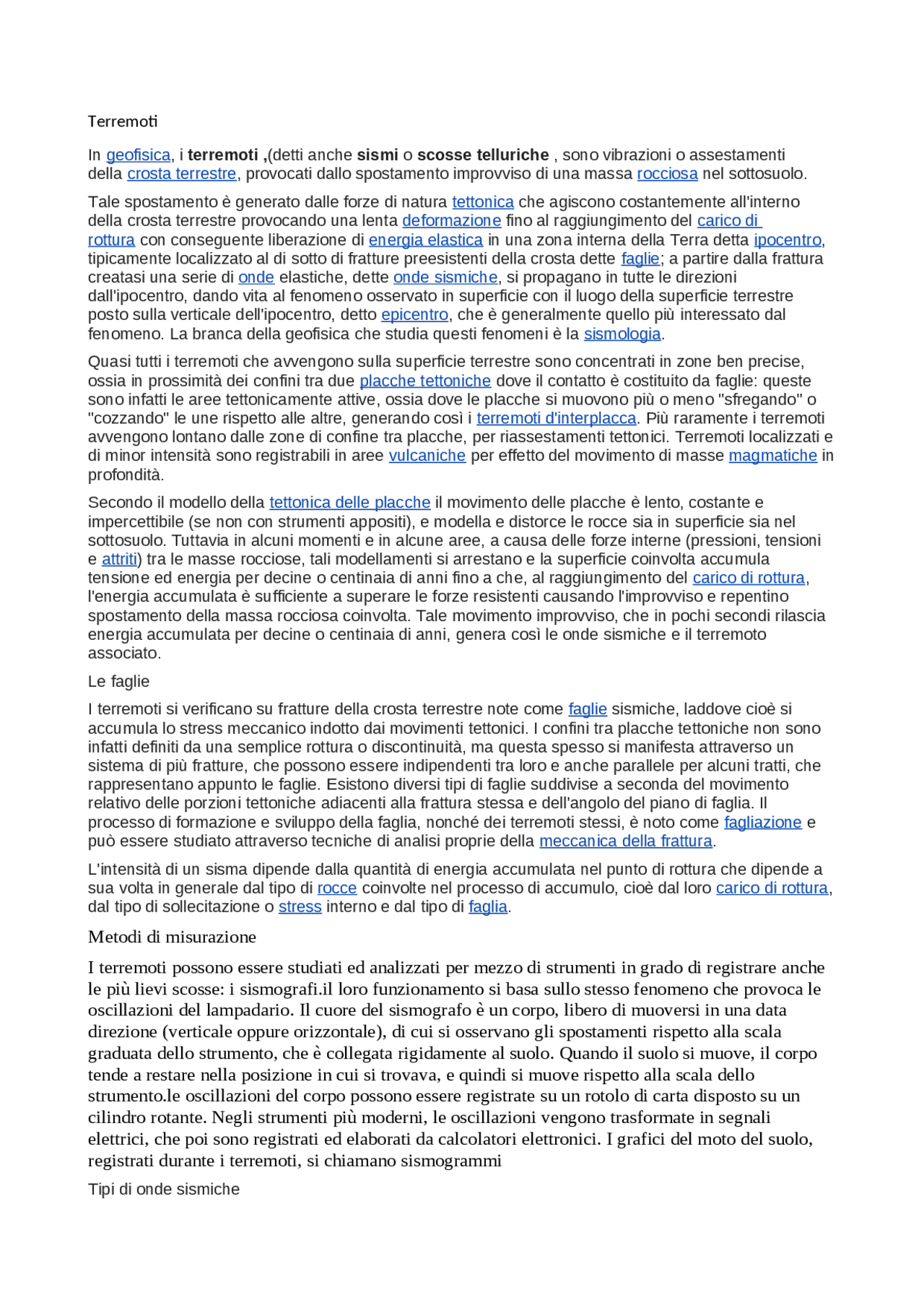 Terremoti e Scosse Sismiche - Docsity