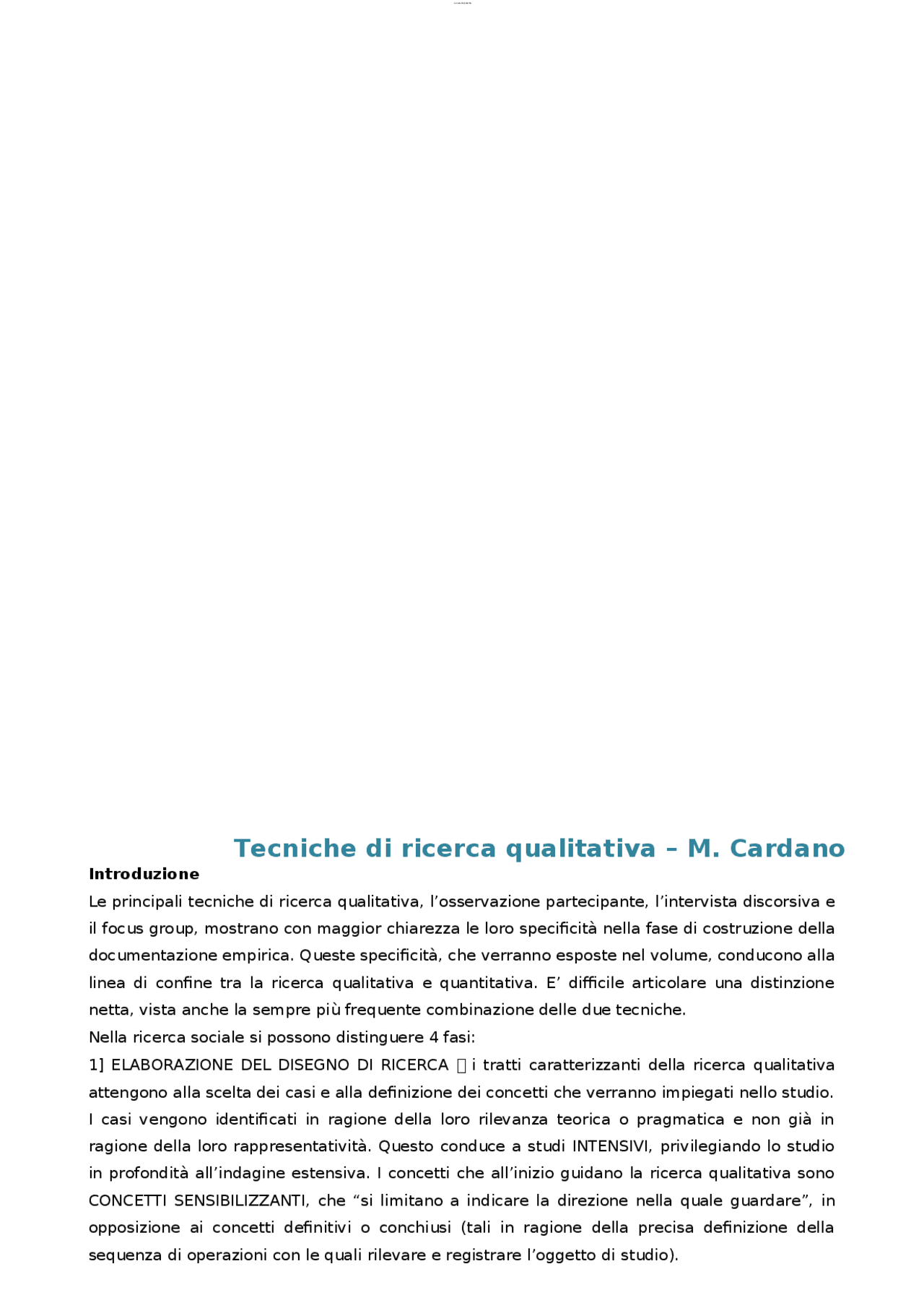 Tecniche E Ricerca Qualitativa Di Cardano Docsity
