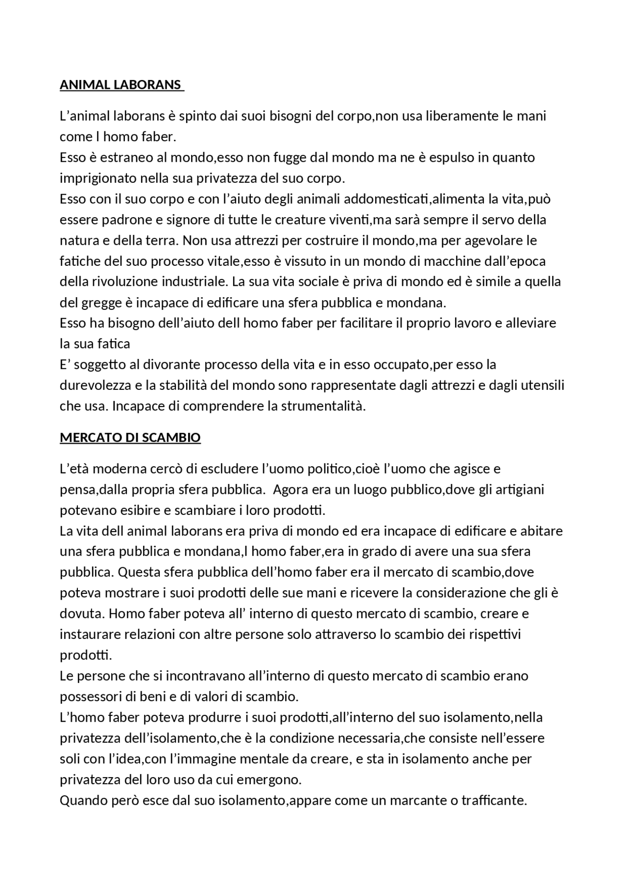 Figure della relazione,da animal laborans | Appunti di Filosofia | Docsity