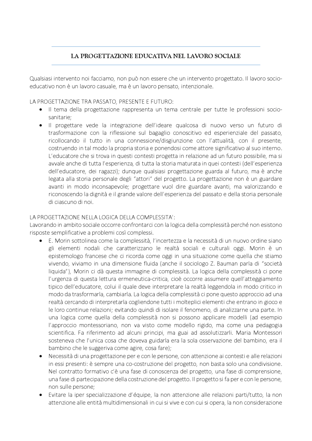 Appunti Progettazione Sociale Docsity