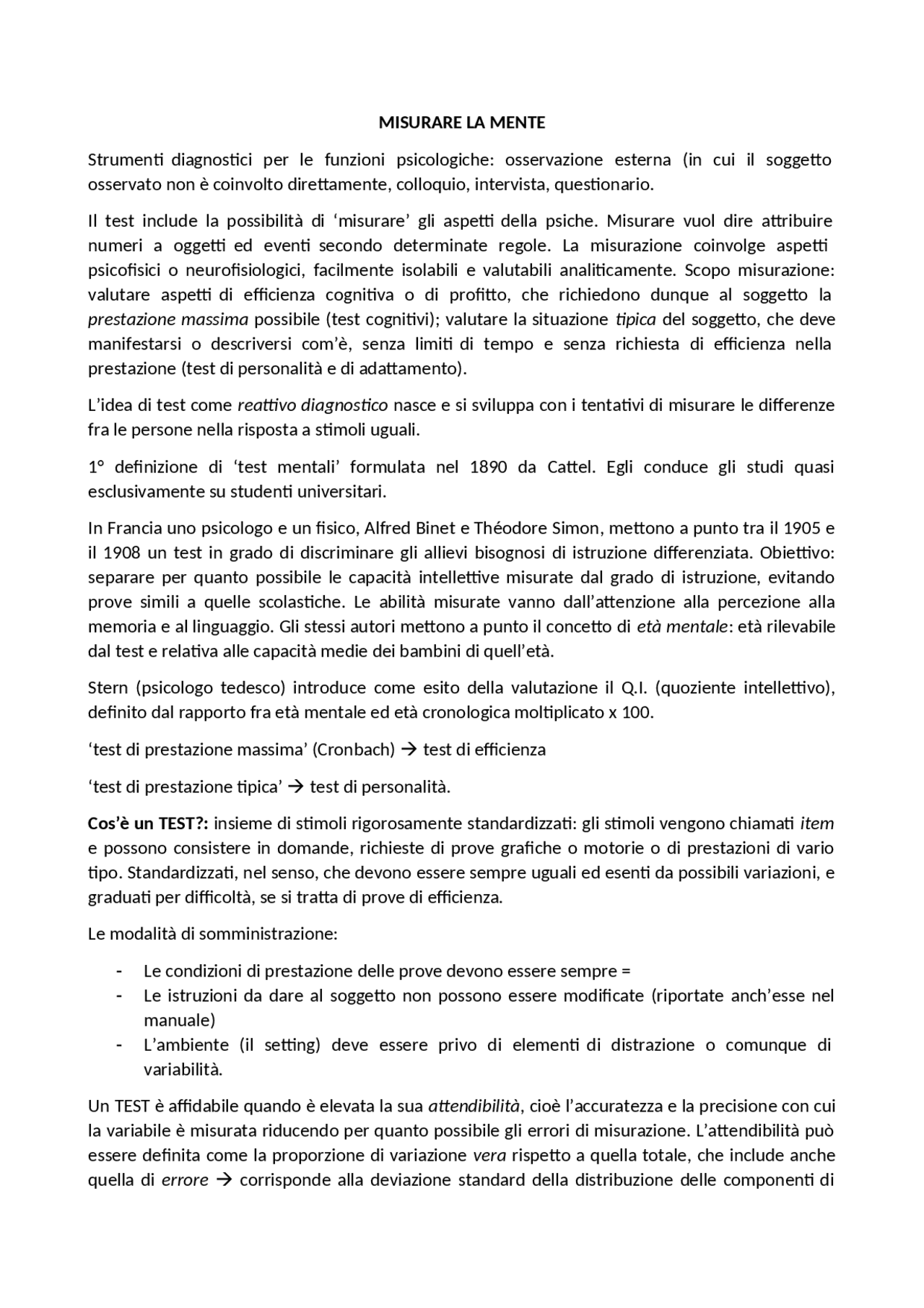 Riassunto Misurare La Mente Docsity