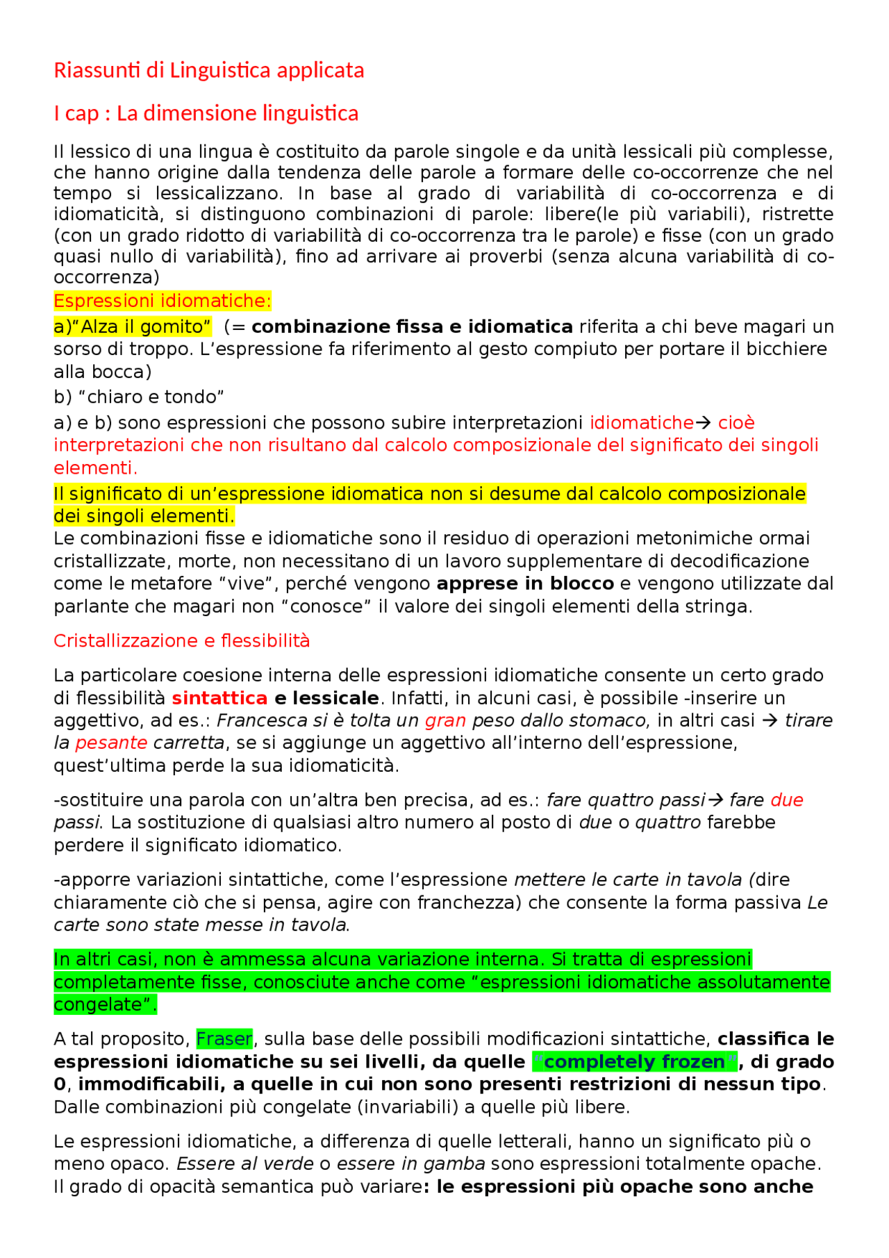 Riassunti Linguistica Applicata Capp 1 E 5 Fino Alla Metonimia Docsity