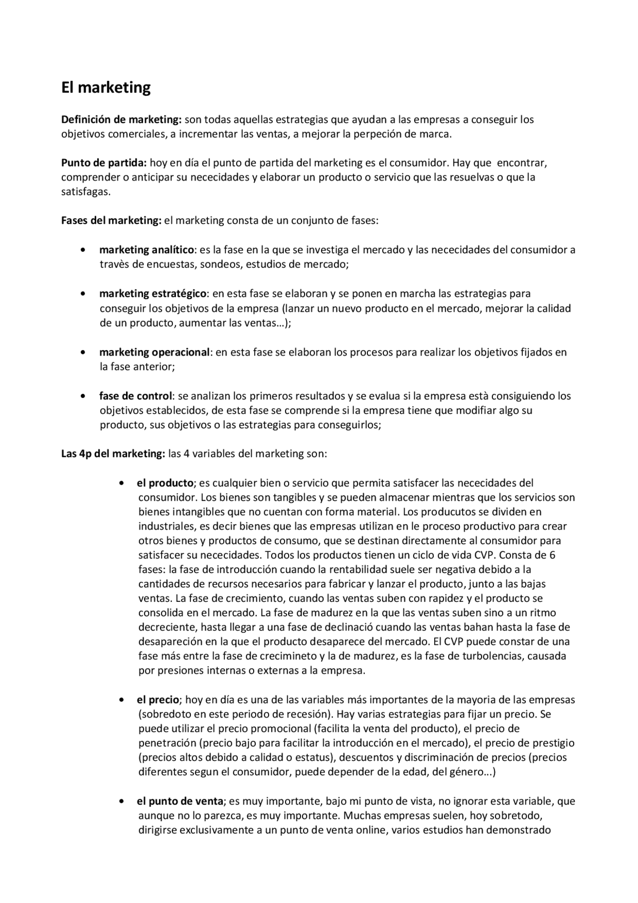Riassunto Sul Marketing In Spagnolo Microlingua Docsity