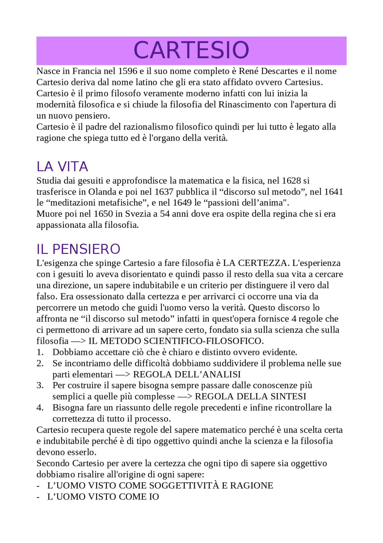 Cartesio E Pascal Filosofia Docsity
