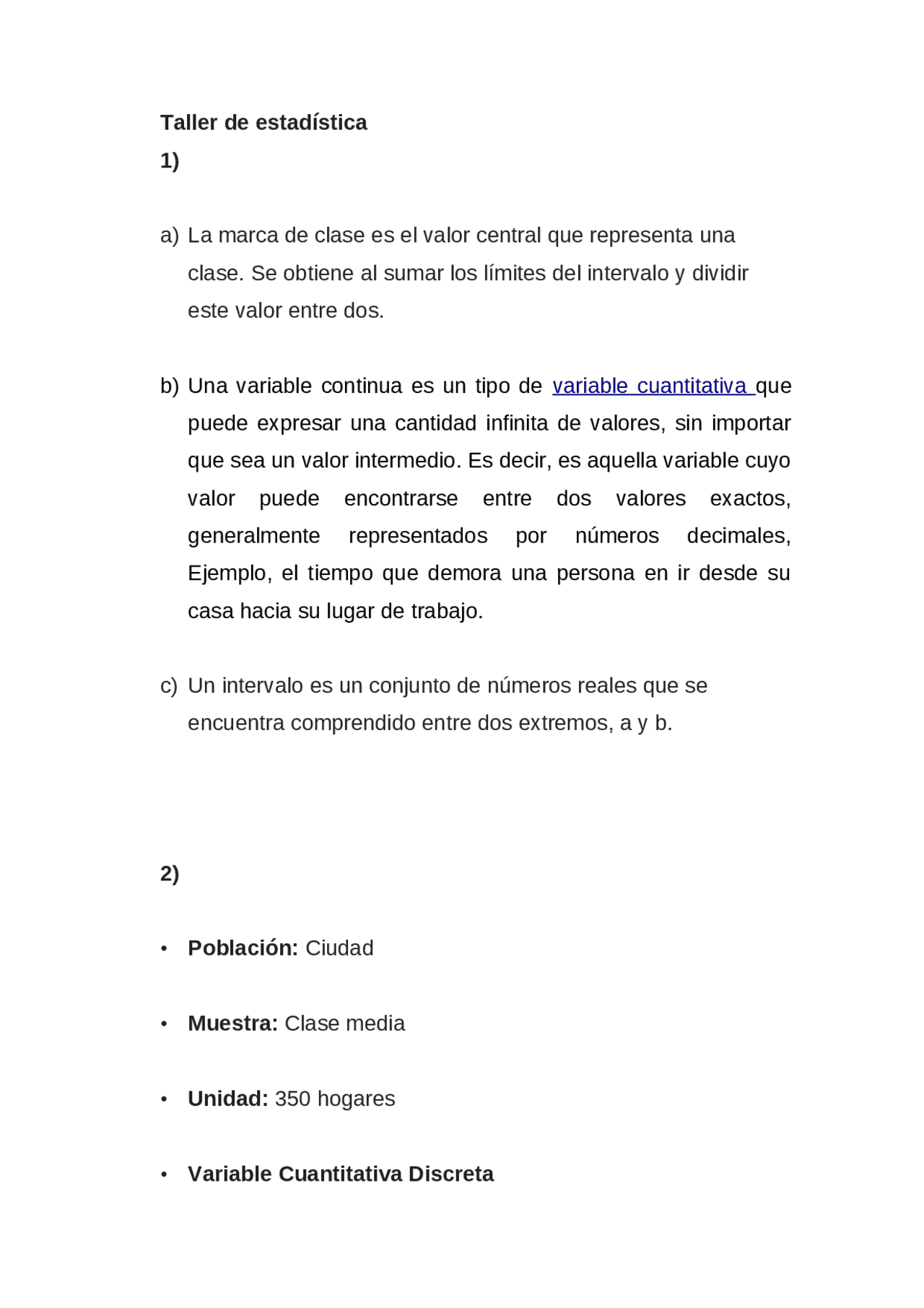 EJERCICIOS Variable continua y Variable cuantitativa discreta ...