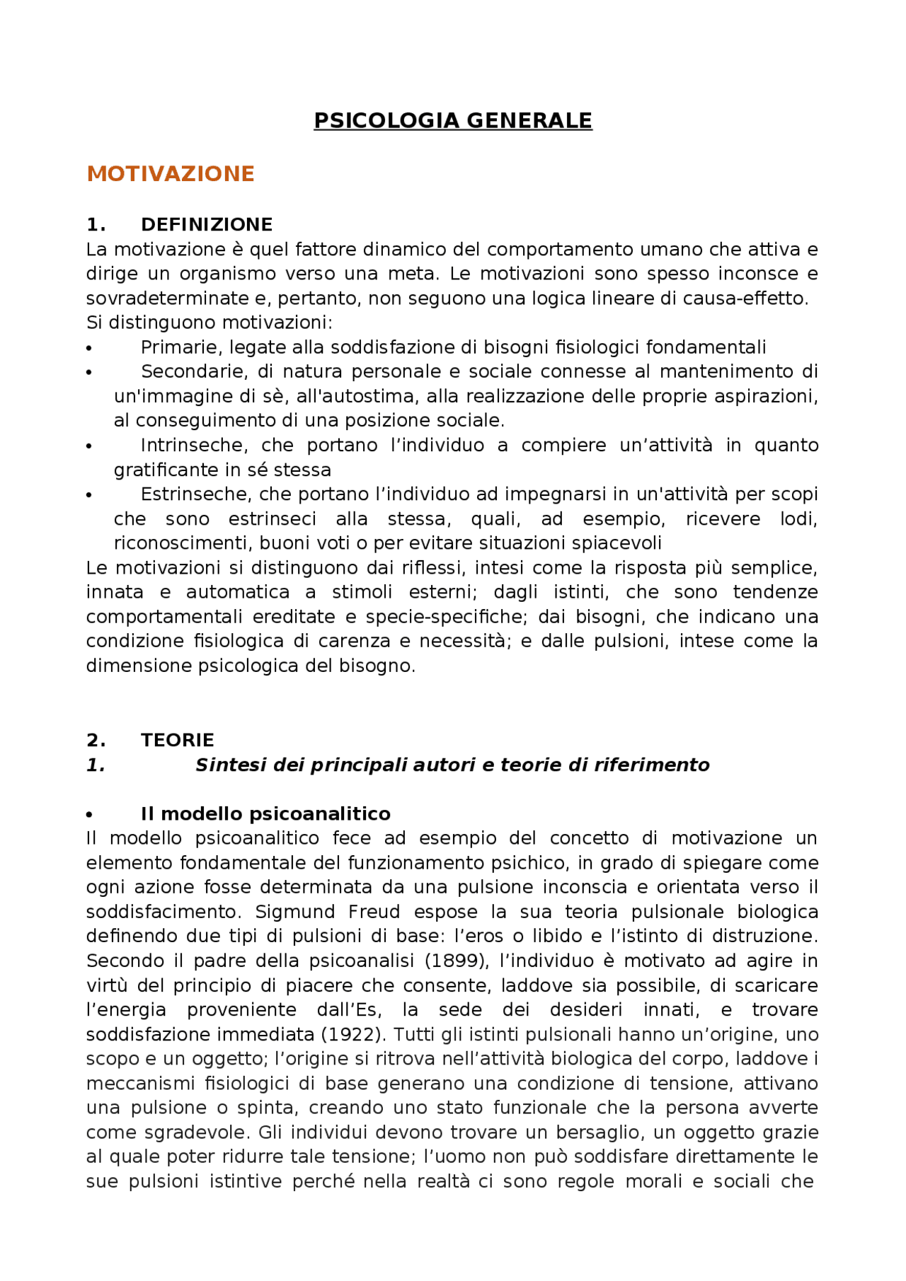 Riassunti Psicologia Generale per EDS - Docsity