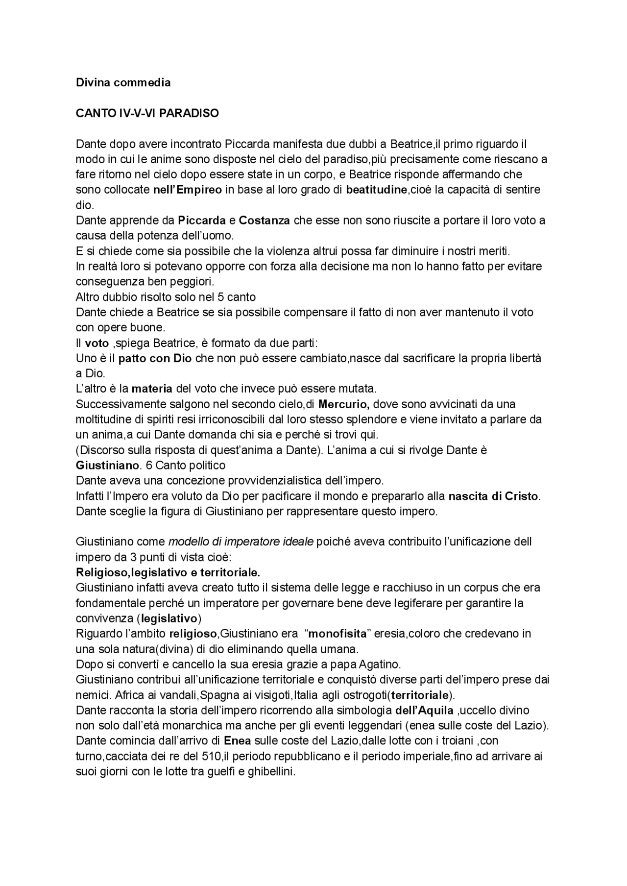 Riassunto Canti Pugatorio E Paradiso Docsity
