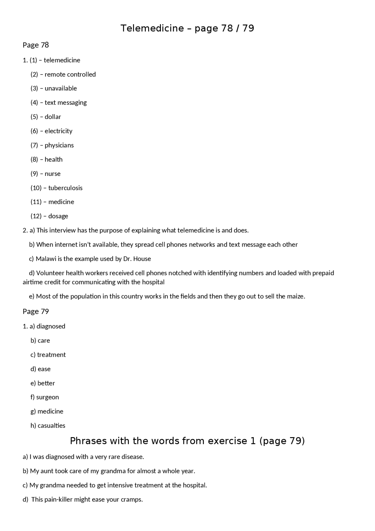 English - Telemedicine | Study notes English | Docsity