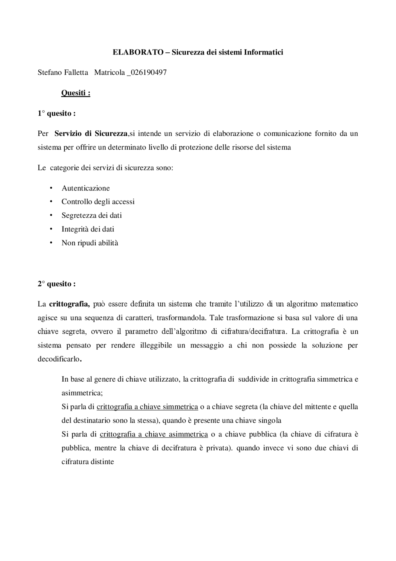 Elaborato Sicurezza Dei Sistemi Informatici 12 Cfu Pegaso Docsity
